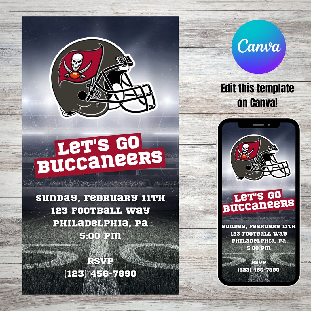Editable Buccaneers Football Invitation Super Bowl Party Super Bowl ...