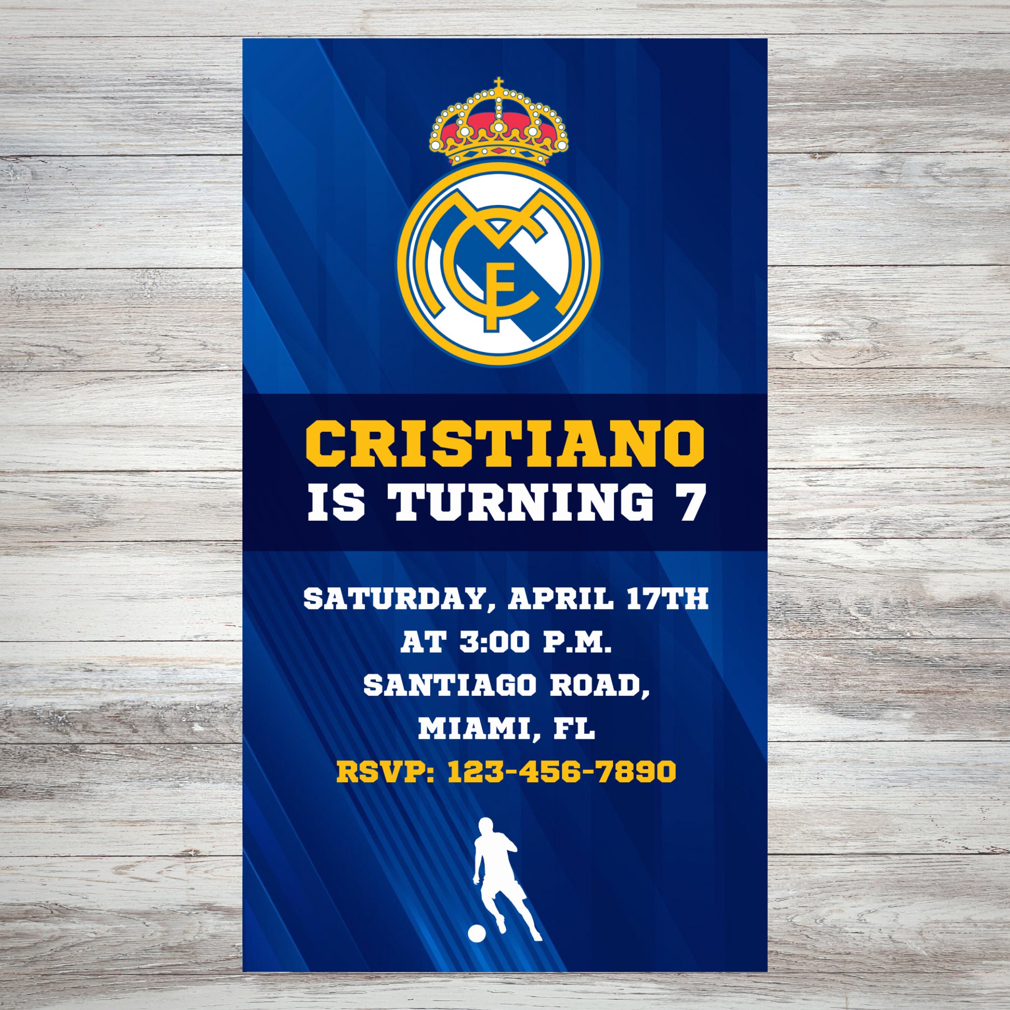 Editable Real Madrid Invitation Soccer Birthday Party Real Madrid CF El ...