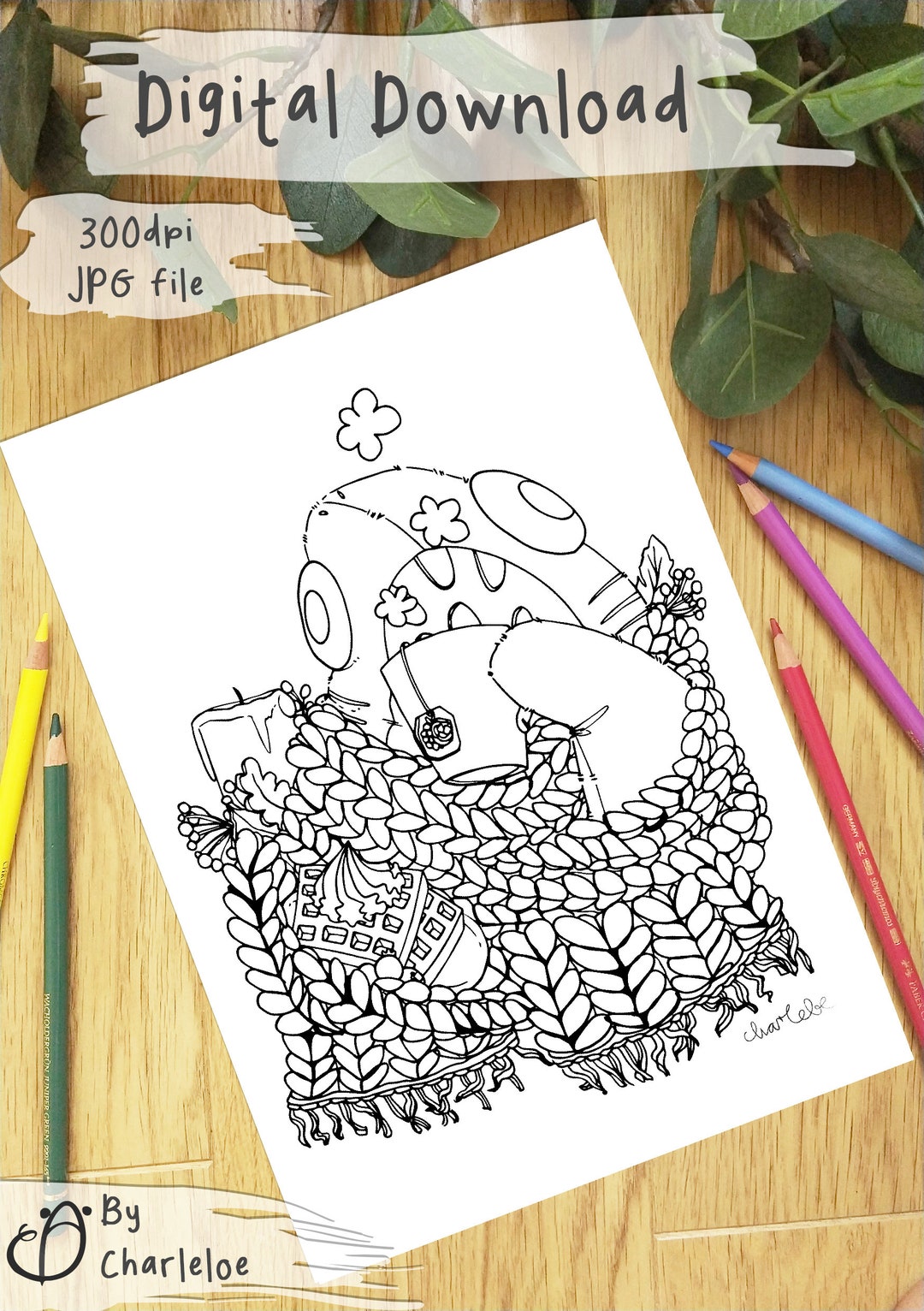COLOURING PAGE / Swens acogedora noche - Etsy España