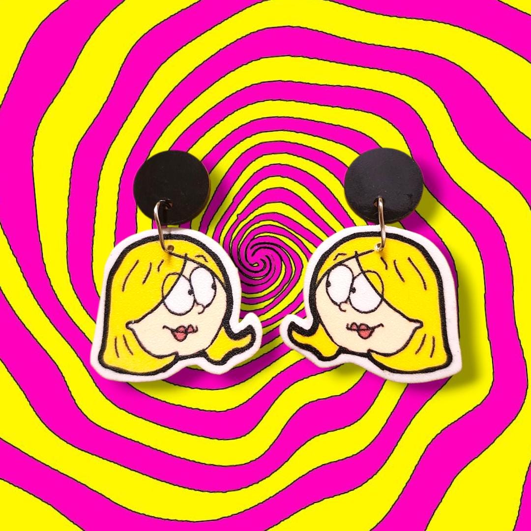 Y2K Cartoon Girl Earrings • 2000s Nostalgia Jewelry • Funky Colorful ...