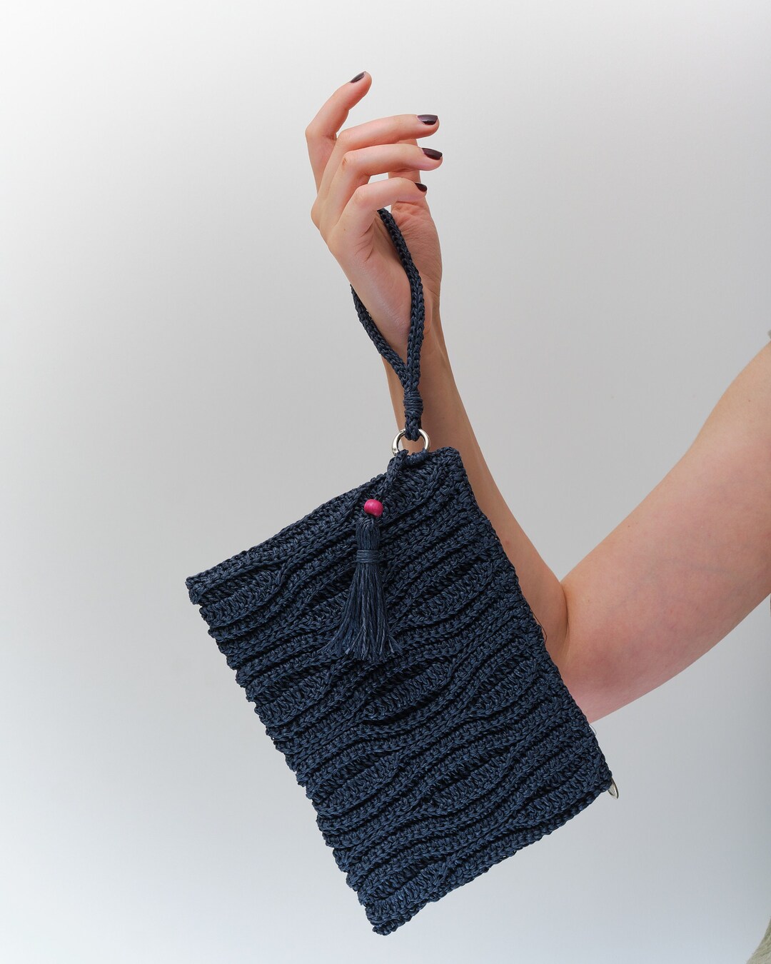 Handmade Paper Yarn Crochet Clutch Bag, Elegant Stylish Bag, Summer ...