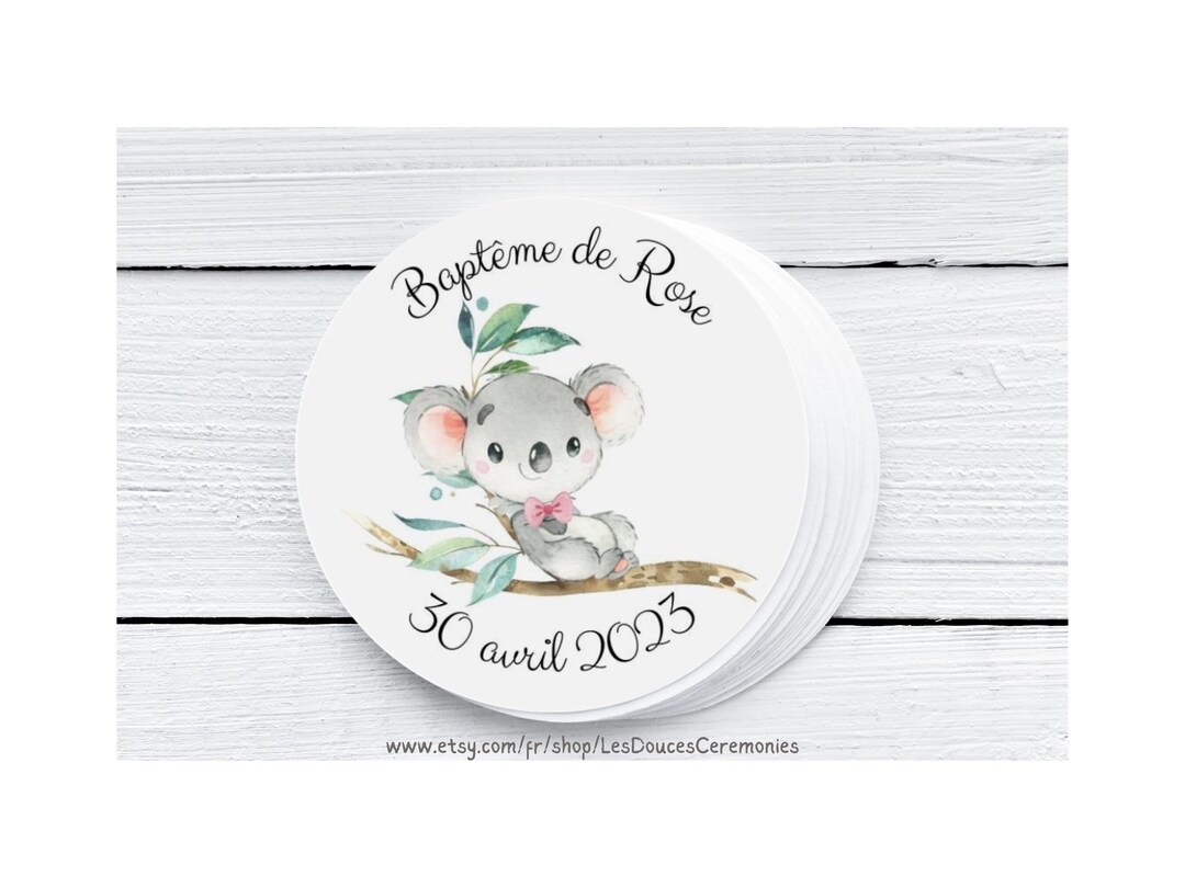 10 Round Baptism Candy Labels Ø 5 Cms Personalized Girl Boy Label ...