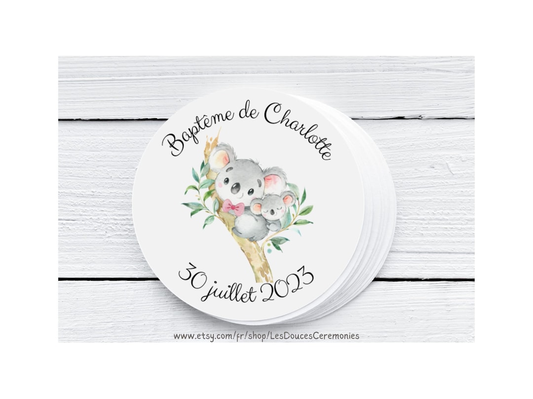 10 Personalized Round Baptism Candy Labels, Girl Boy Label, Self ...