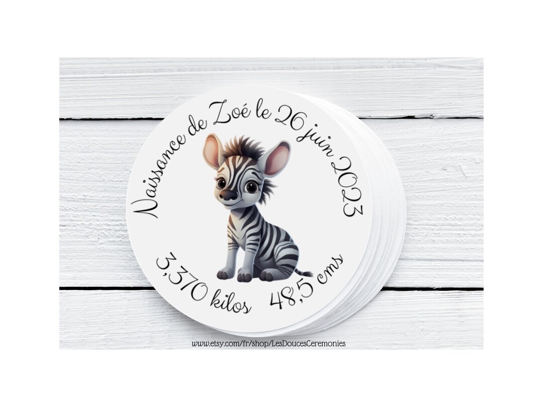 10 Personalized Round Birth Labels, Self-adhesive Newborn Label ...