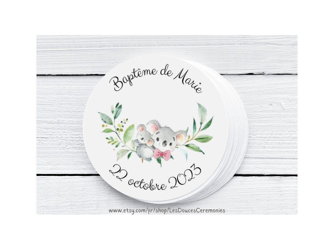 10 Personalized Round Baptism Candy Labels, Girl Boy Label, Self ...