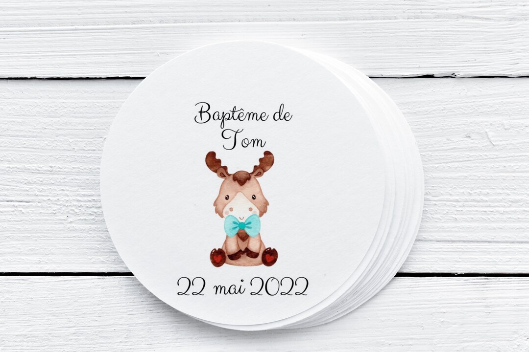 10 Custom Round Baptism Dragees Labels Girl Label Boy Tag - Etsy Canada