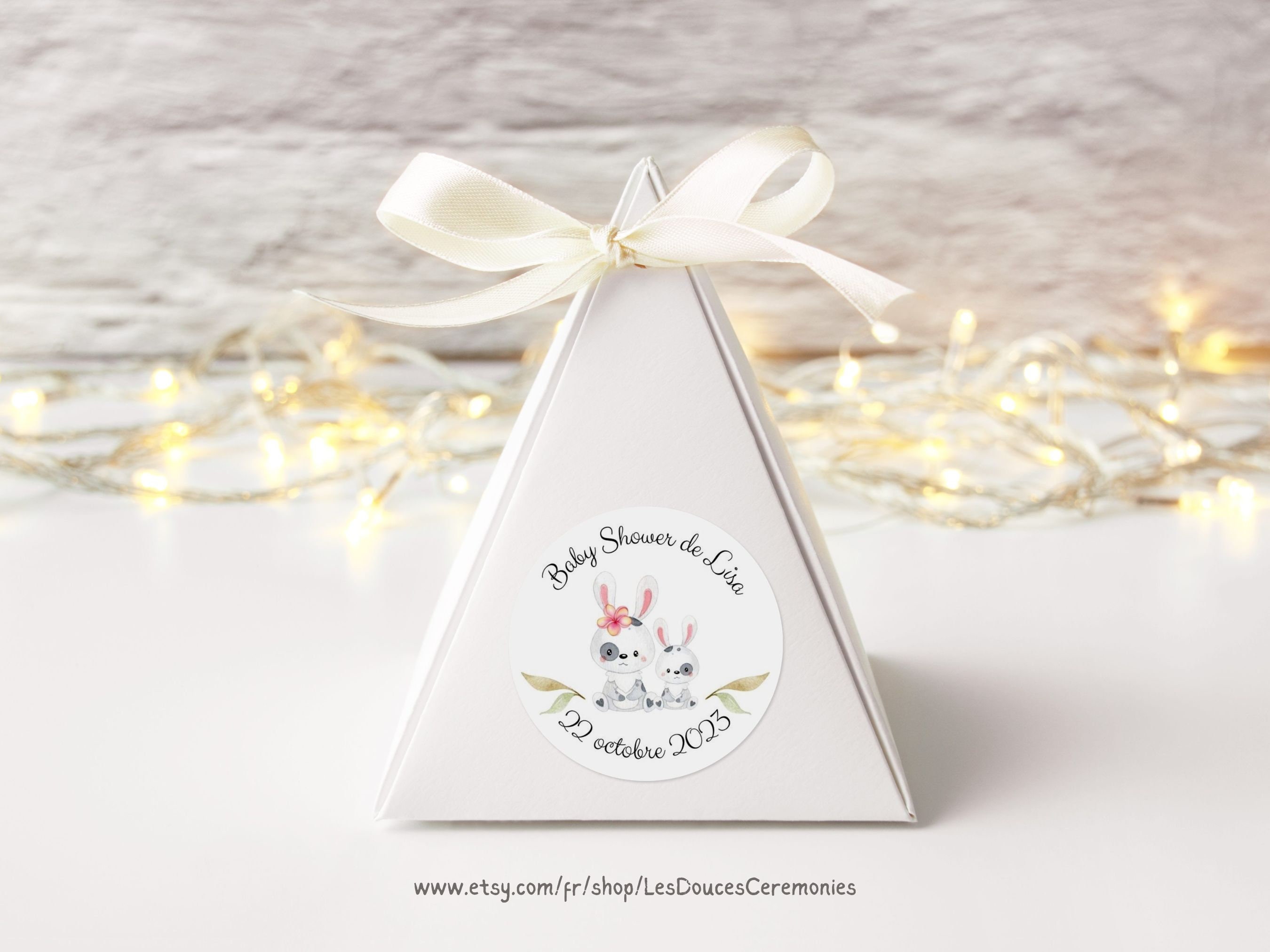 10 Personalized Round Baby Shower Labels, Mom and Baby Rabbit Labels ...