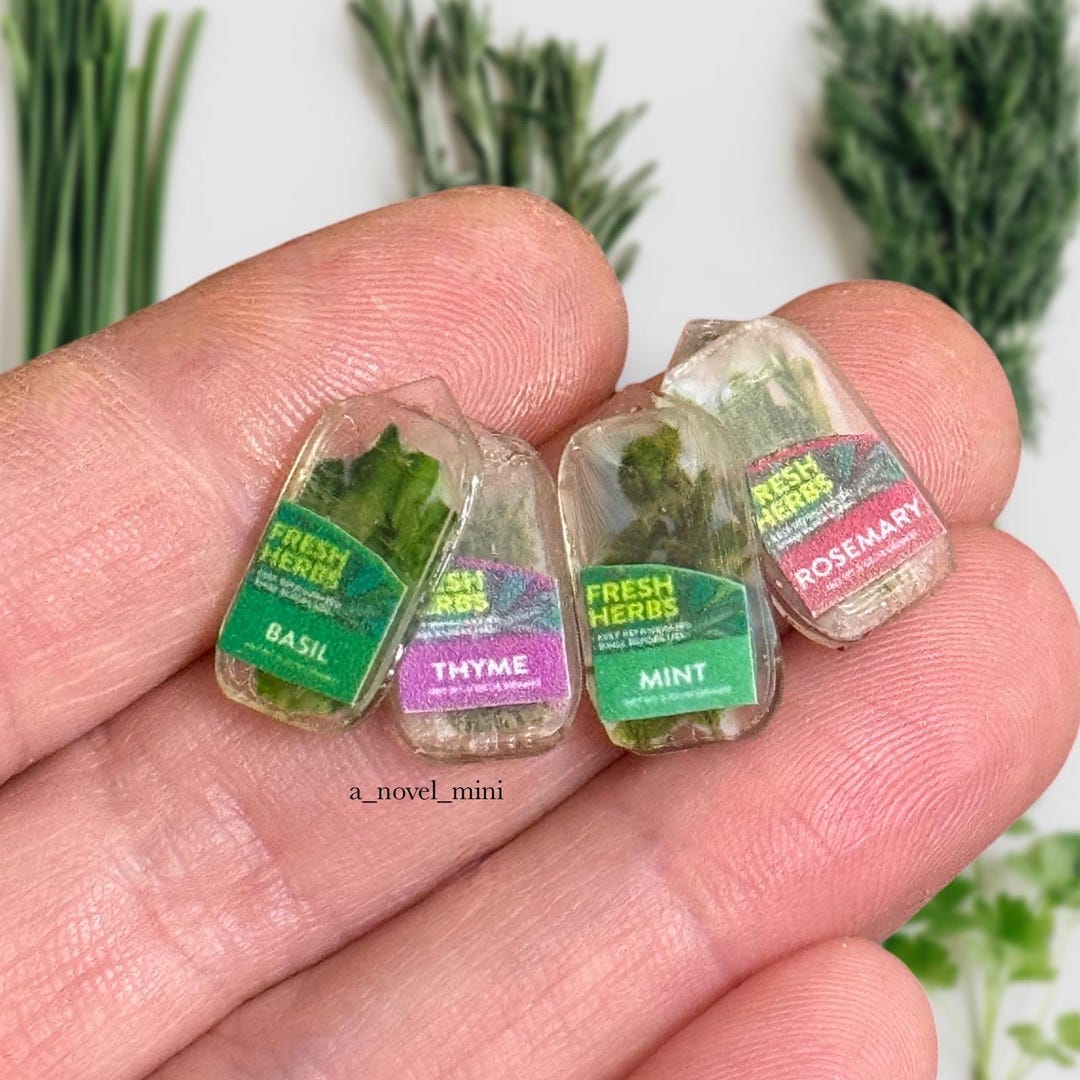 Dollhouse Herbs- Miniature Herbs- 1:12th Scale- Dollhouse Grocery ...