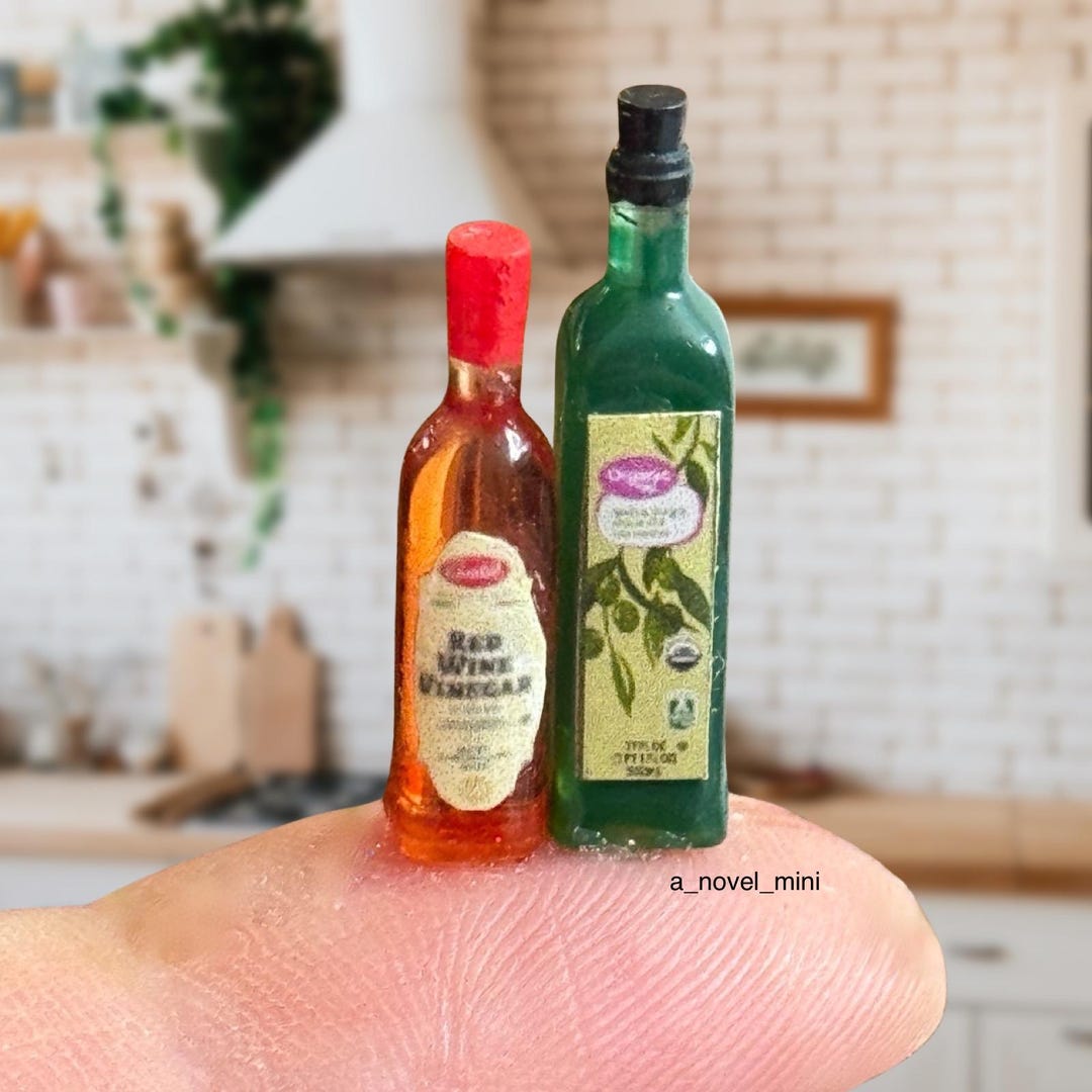 Dollhouse Oil and Vinegar- 1:12th Scale- Dollhouse Grocery- Tiny Food ...