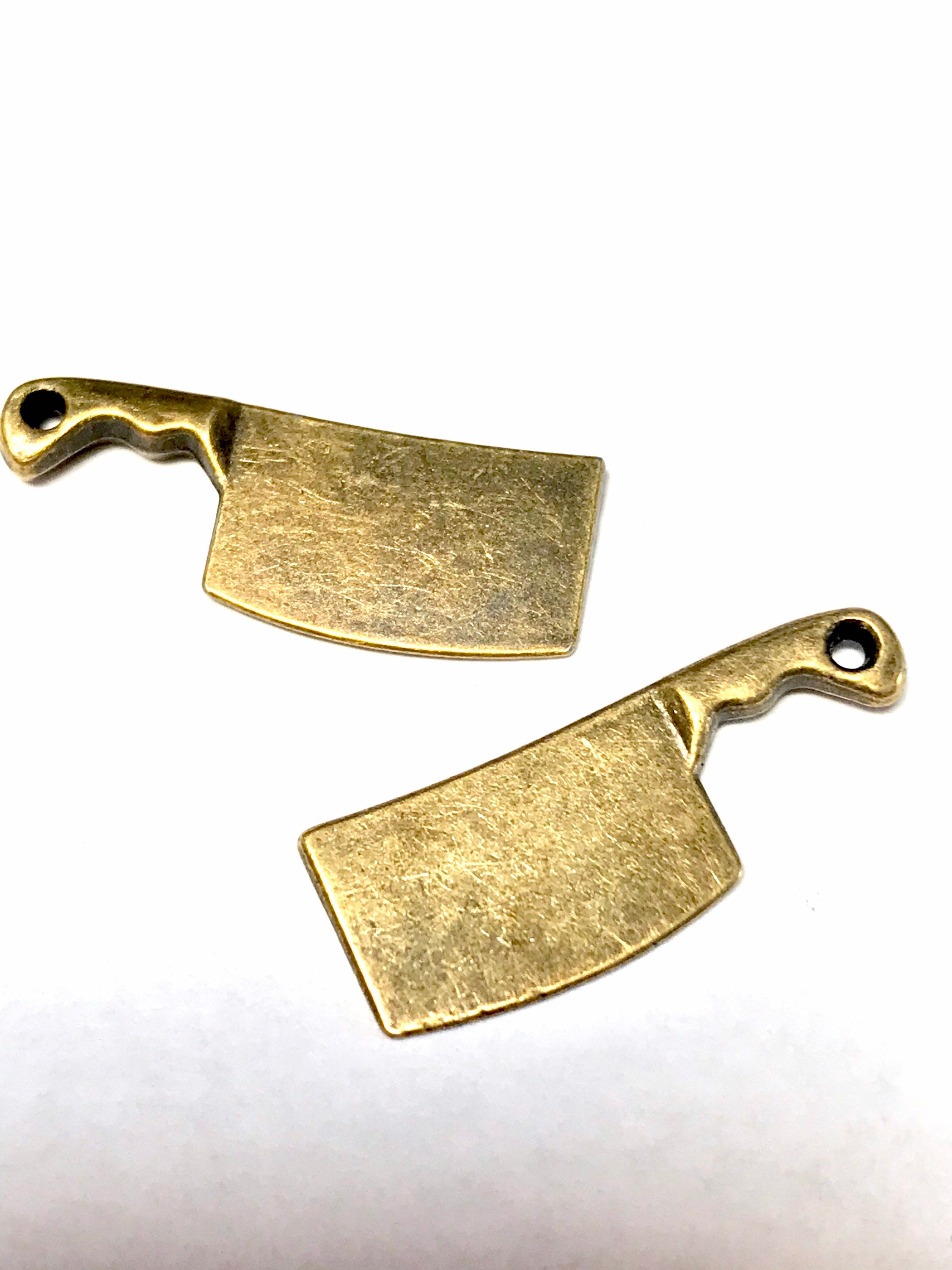 Knife charm pack of 2 butcher knife charm enamel charm | Etsy