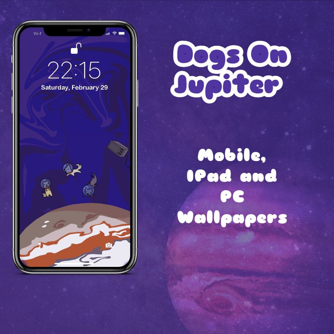 Dogs on Jupiter- Mobile, Ipad, and PC Wallpapers - Etsy