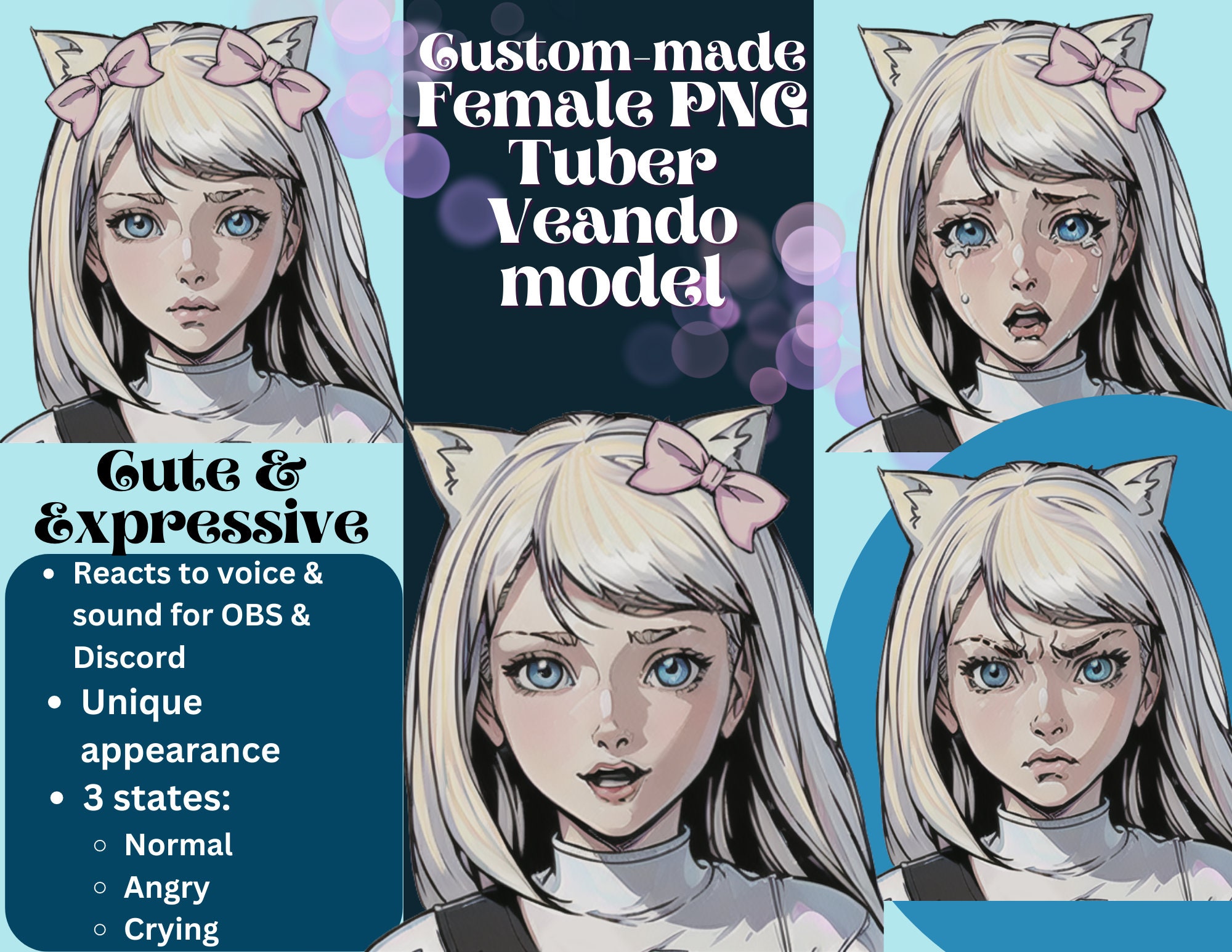 Custom Anime Girl Pngtuber Cute Gaming Vtuber Avatar for - Etsy