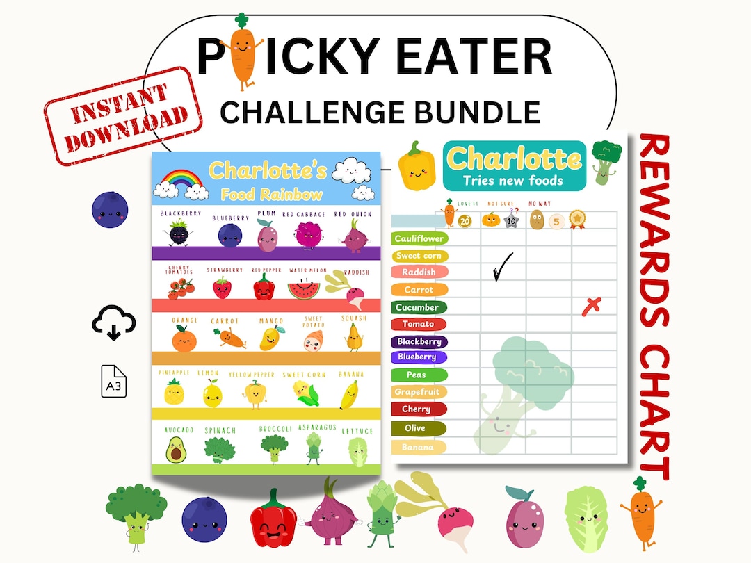 Picky Eater Food Challenge Bundle, Veggie Fun: 6 Challenges & Certs ...