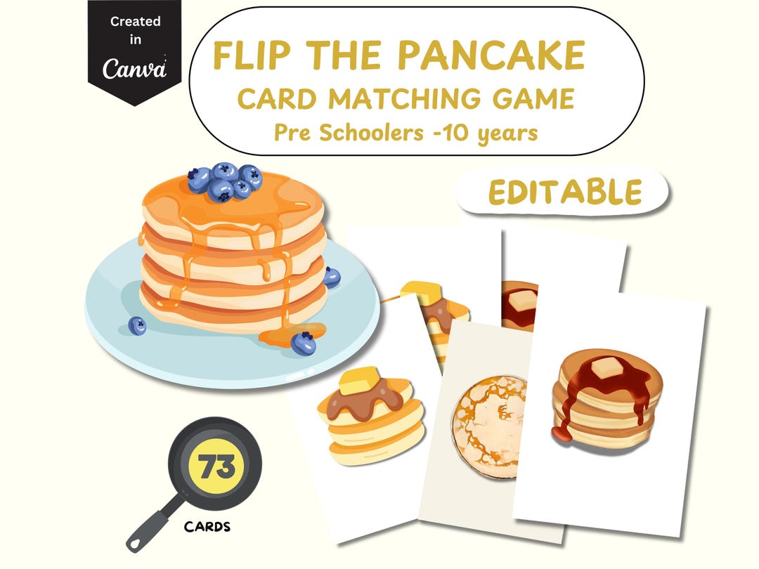 Pancake Day Printable Game: Fun Shrove Tuesday Matching Card Game for ...
