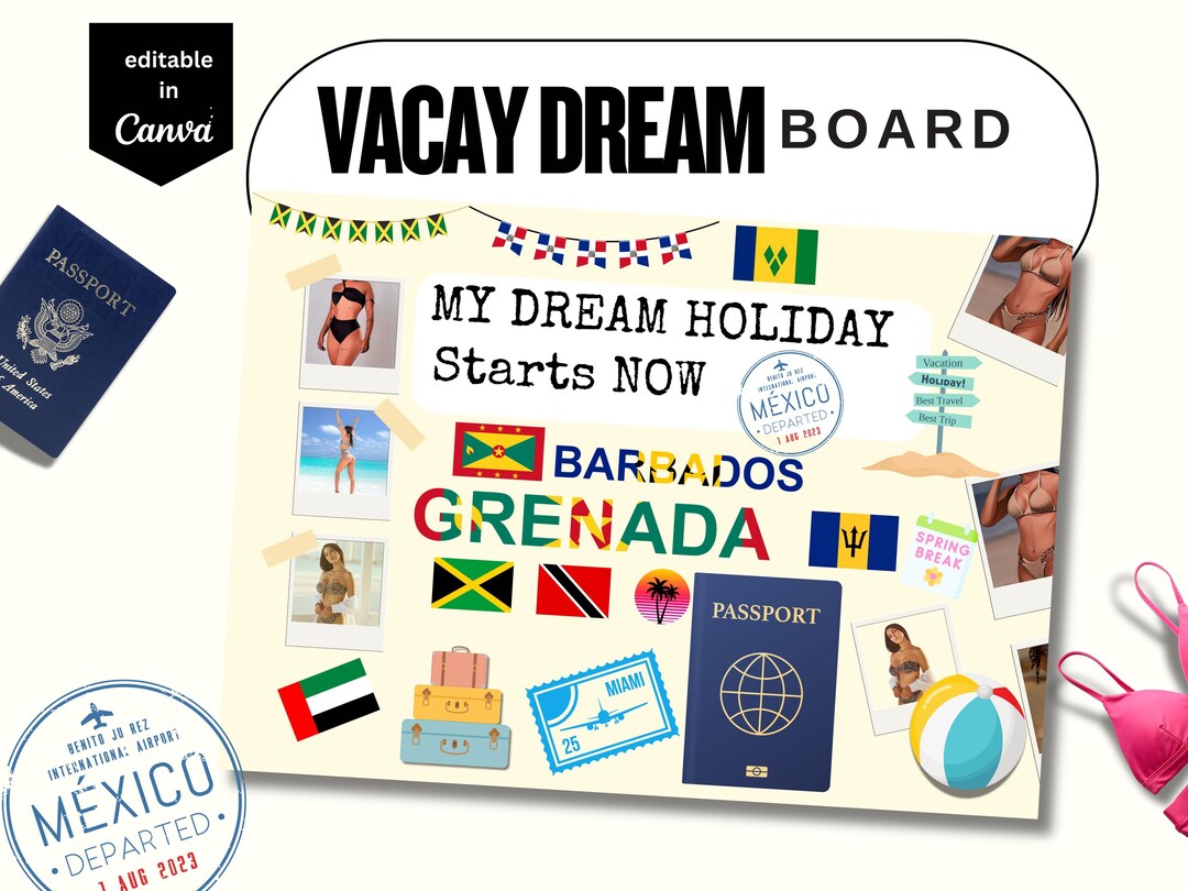 Editable 2025 Spring Break Vision Board Kit | Digital Collage for Women ...
