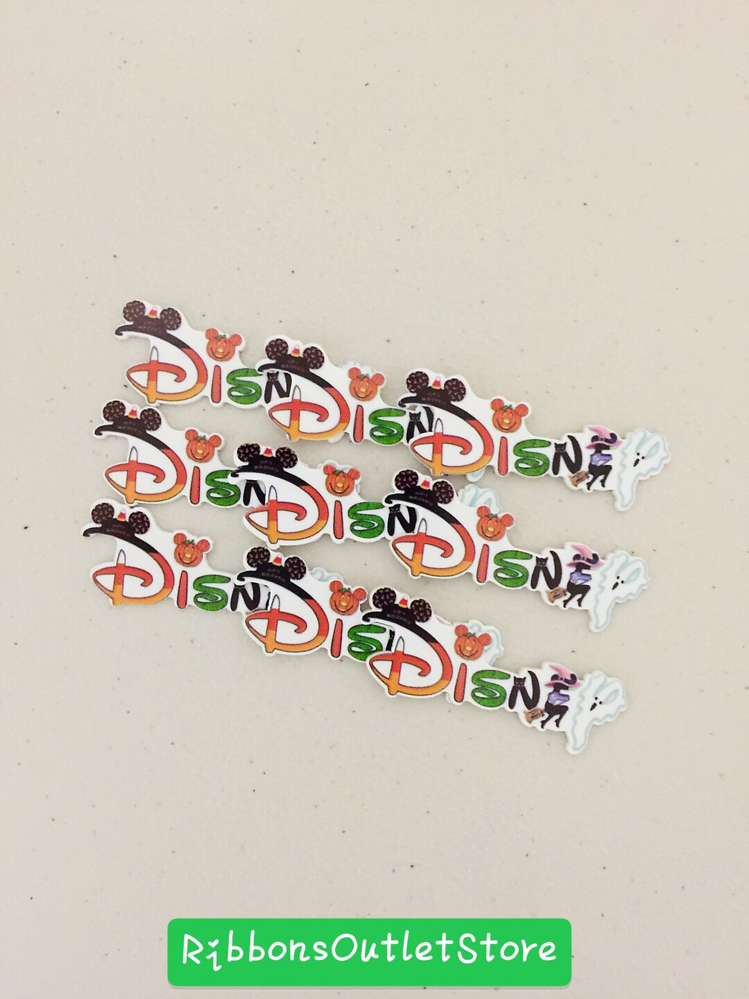 5pc Disney Logo Planar Resin Disney Resin Embellishment Deco Halloween ...