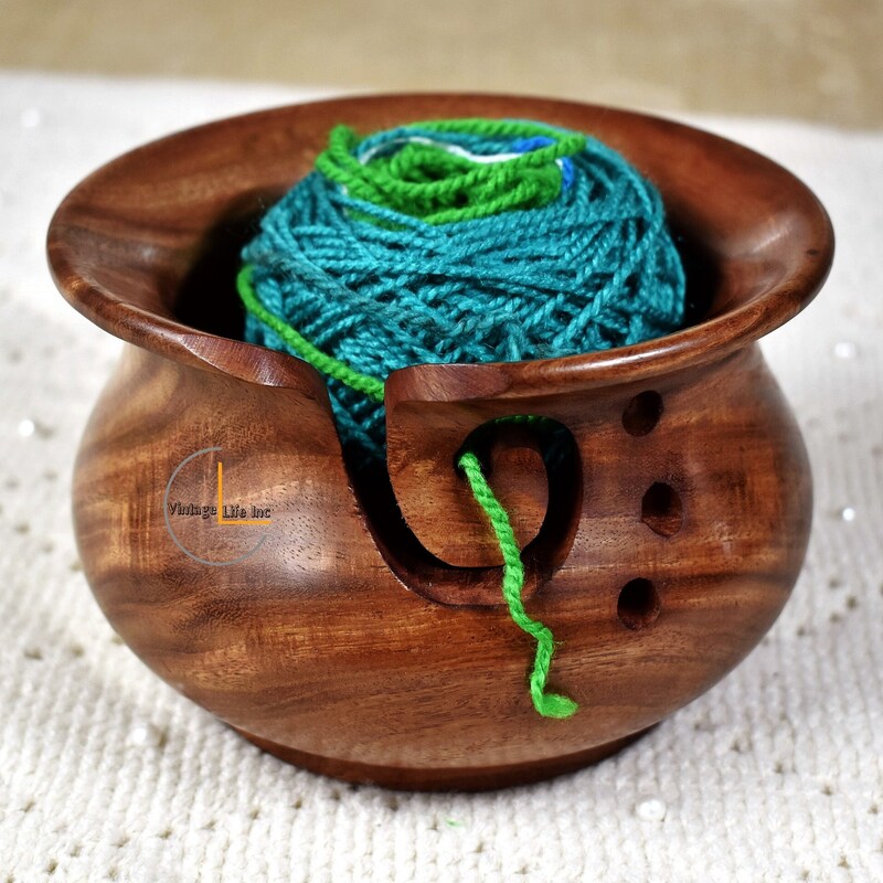 Wooden Knitting Bowl - Etsy