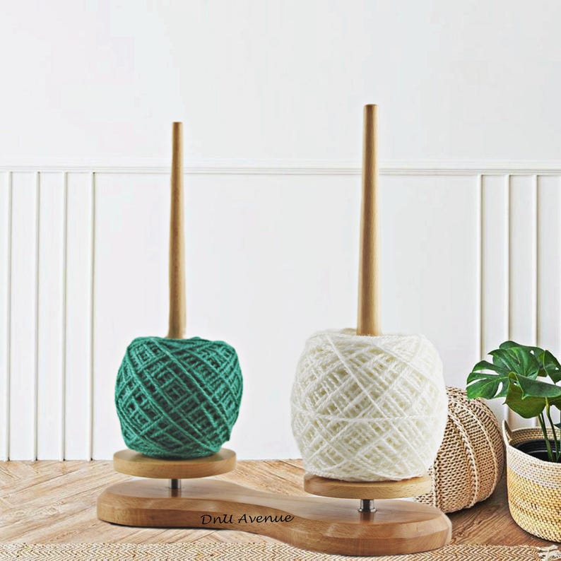 Wooden Whirling Yarn Holder: Knitting & Crochet Spindle Winder - Etsy