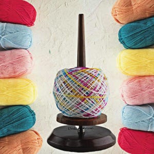 Wooden Whirling Yarn Holder for Crafters | Yarn Spindle Winder Set ...