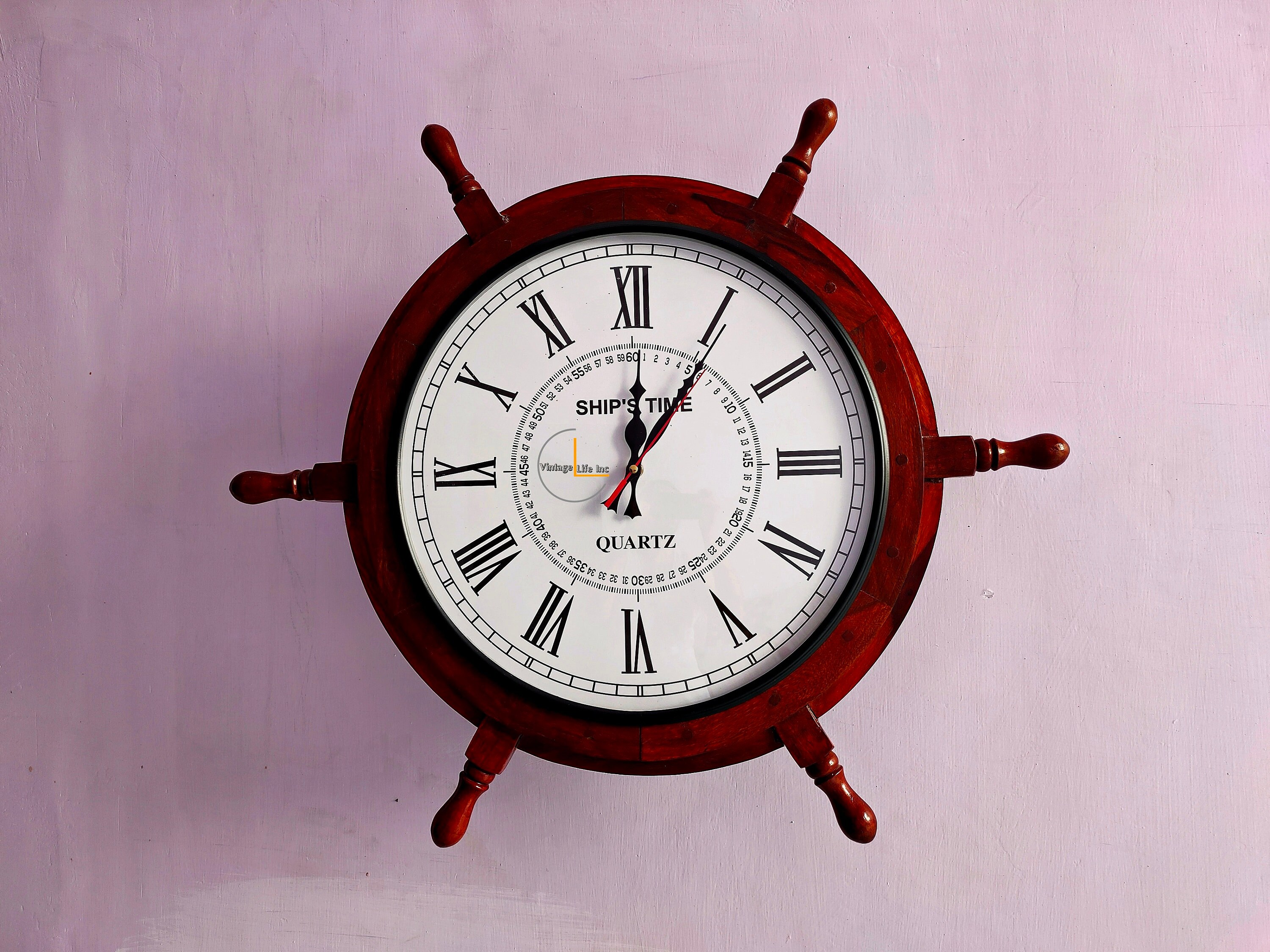 Handcrafted Wooden Ship Wheel Wall Clock for Home and Office | Etsy