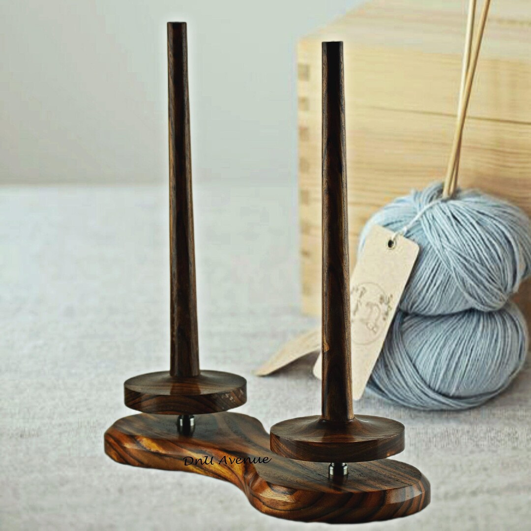 Wooden Whirling Yarn Holder for Crafters | Yarn Spindle Winder Set ...