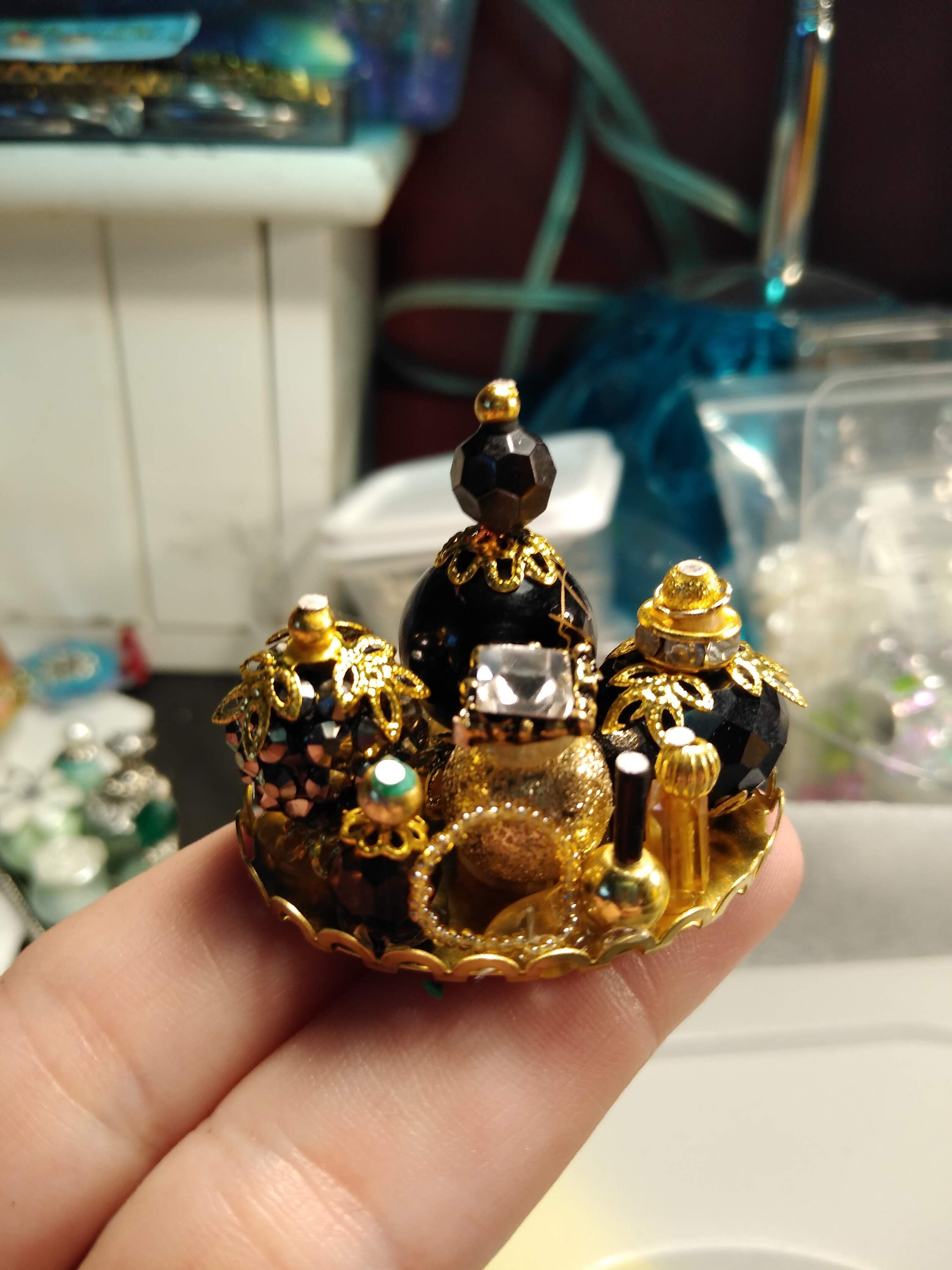 Miniature Gold and Black Vanity Tray Miniature Collectibles | Etsy