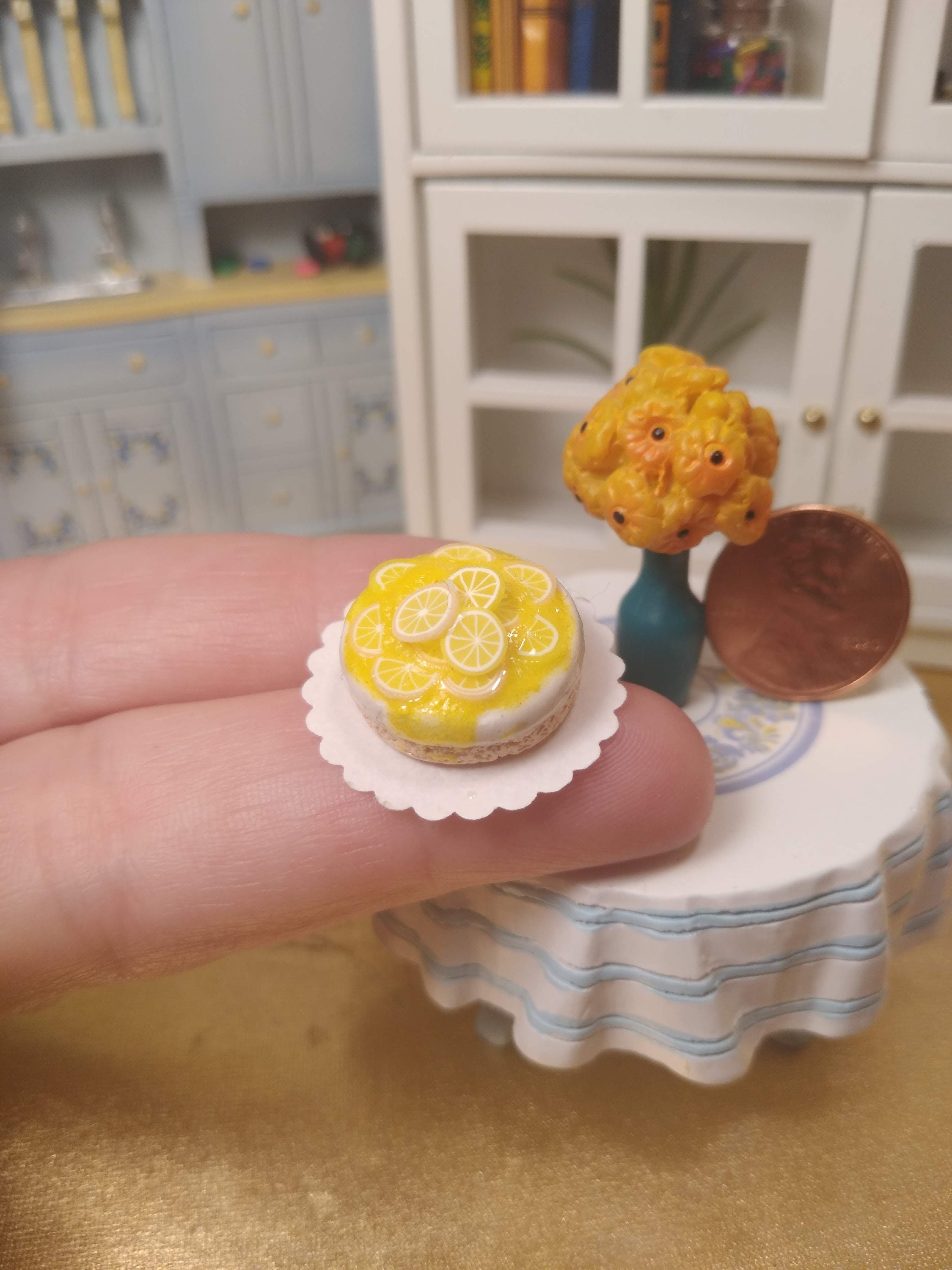 Miniature Lemon Cheesecake Miniature Collectibles Dollhouse | Etsy