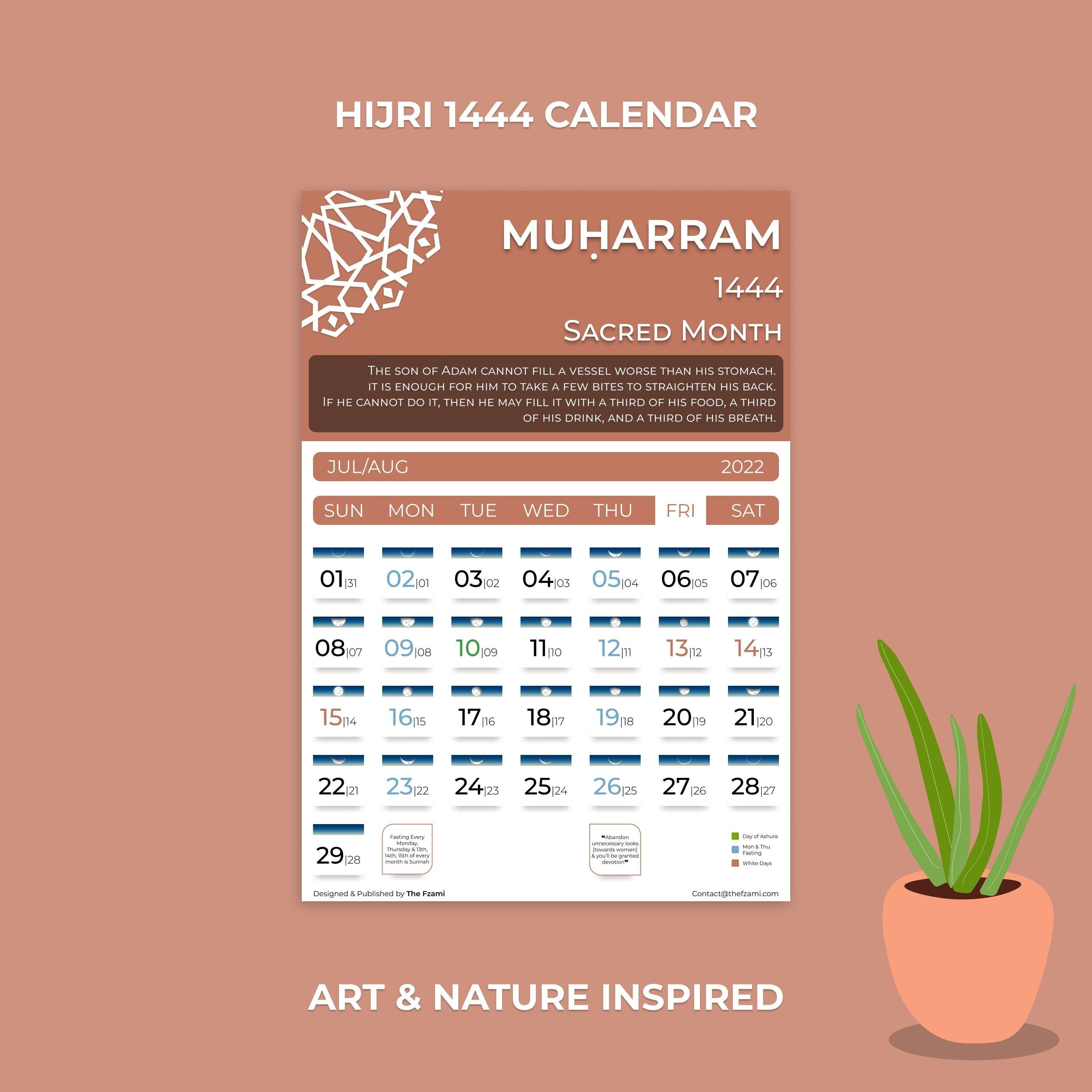 Hijri Calendar for the Year 1444 & Gregorian for the Year - Etsy Australia