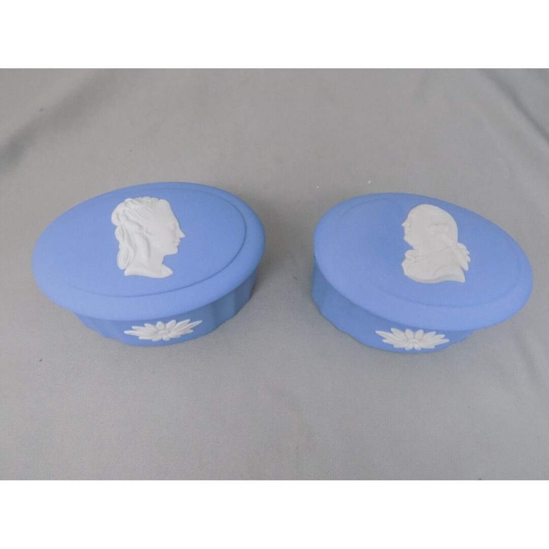 Wedgwood 1999 Sarah & Josiah Wedgwood Blue Jasperware Trinket Boxes - Etsy