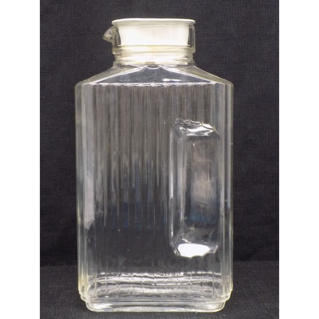ARC France Ribbed Glass Refrigerator Juice Jug - Etsy