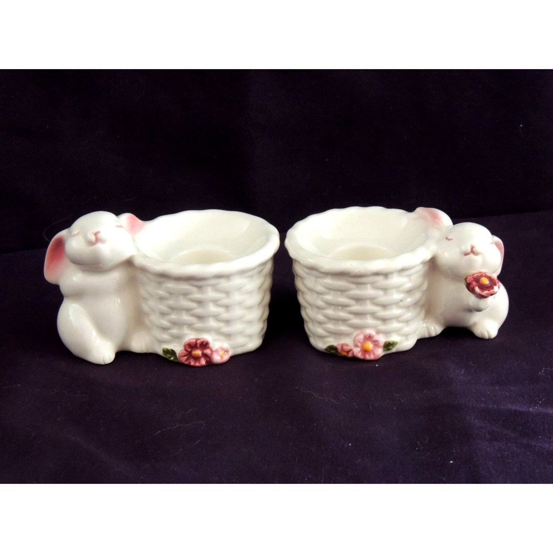 Avon Bunny Taper Candle Holders Vintage NOS - Etsy