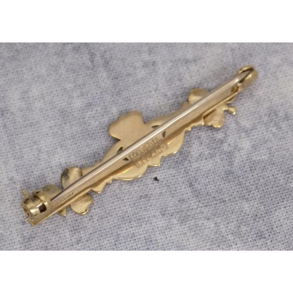 Irish Claddagh 9K Gold Pin Brooch Tie Bar Vintage - Gem