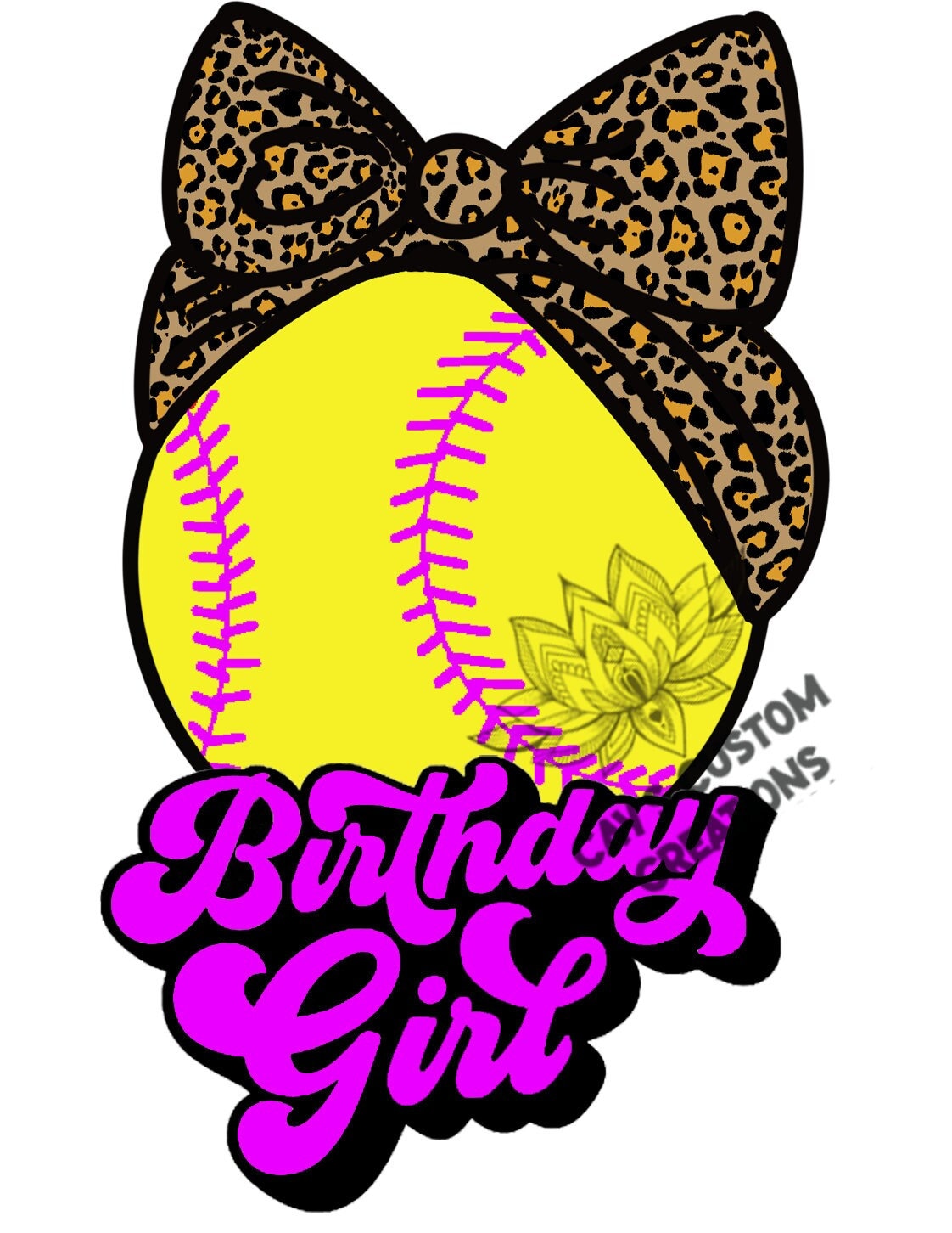 Leopard Softball Birthday Girl - Etsy