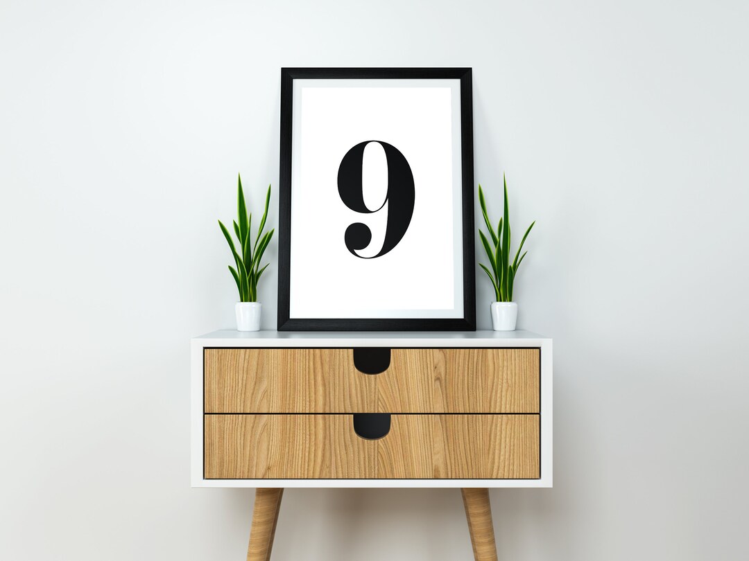Number Nine Print | Number 9 | Printable Number Art | Minimalist Poster ...