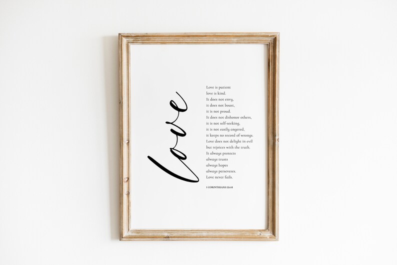 Love is Patient Love is Kind Bible Verse Print Corinthians Christian ...