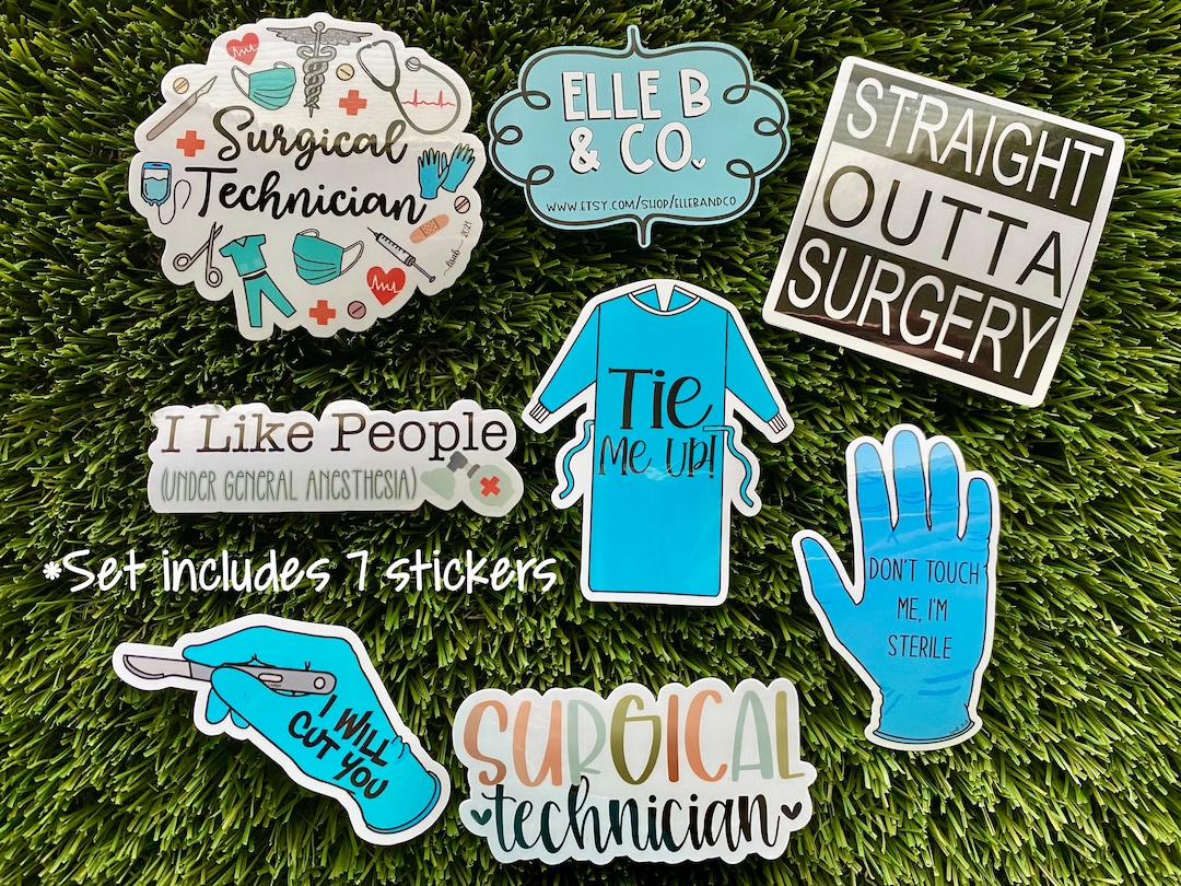 Set of Surgical Technician Stickers | Water Resistant Vinyl Stickers - Etsy