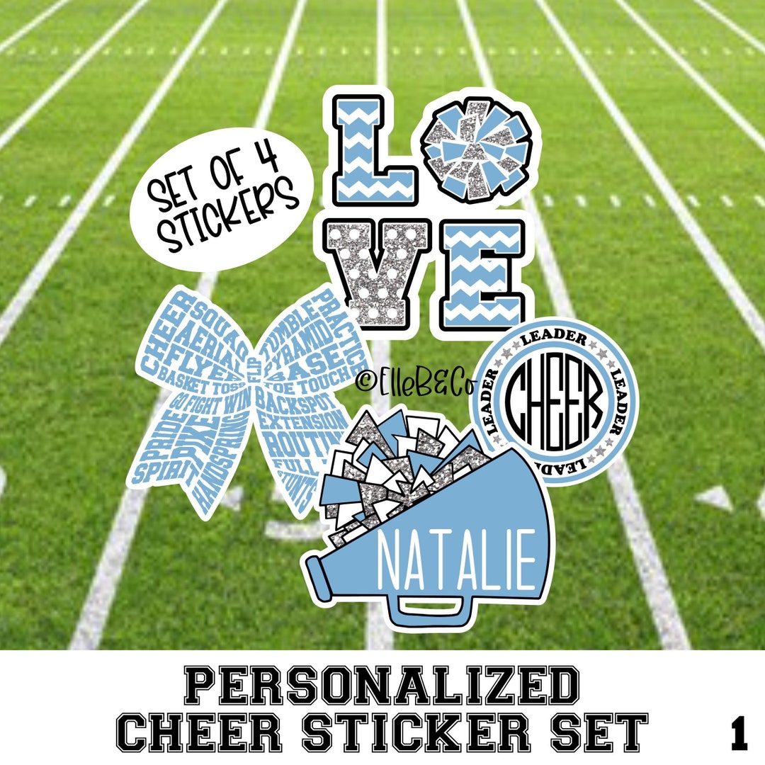 Personalized Cheerleading Sticker Set 1 | Water Resistant Vinyl Cheer ...