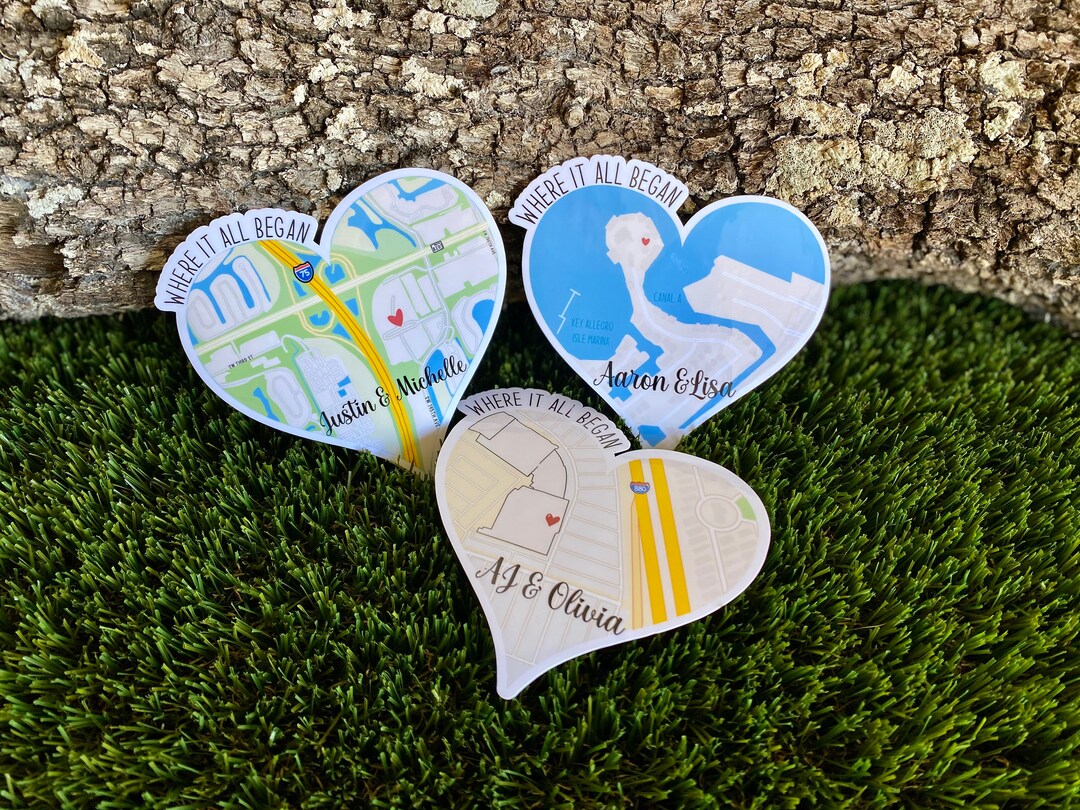 4" Custom Map Sticker | Hand Drawn | Water Resistant Vinyl Sticker - Etsy