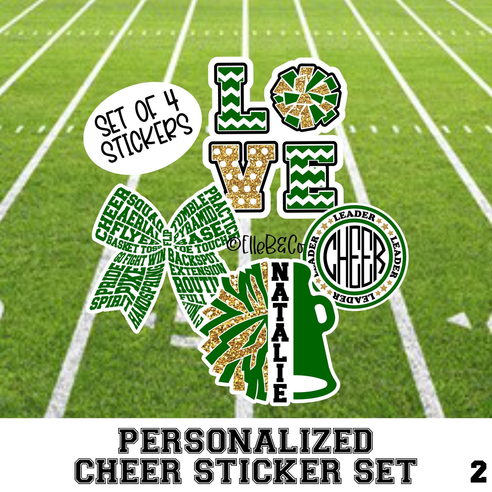 Personalized Cheerleading Sticker Set 2 | Water Resistant Vinyl Cheer ...