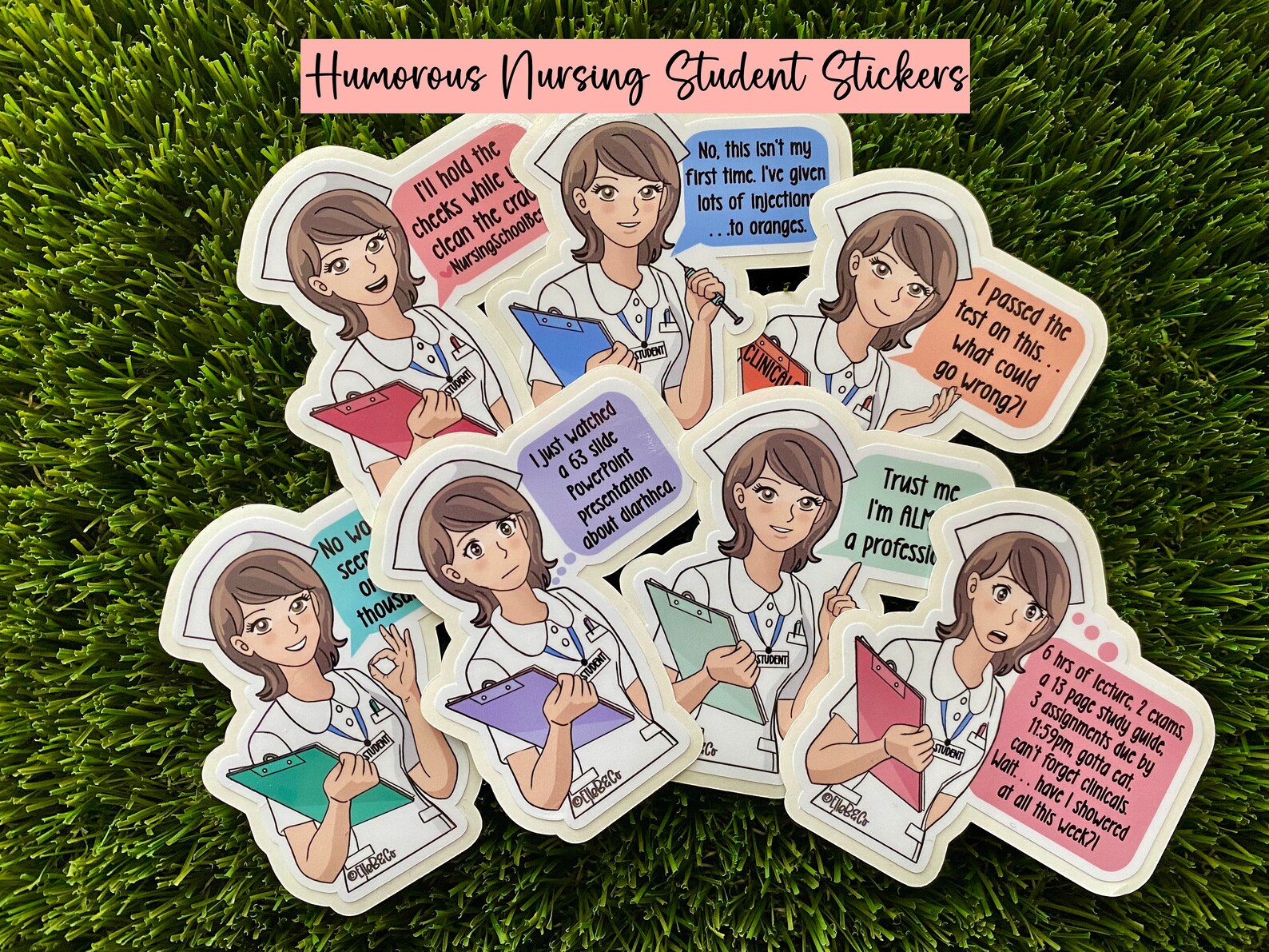 Nursing Student Stickers Humorous Nursing School Water Resistant Vinyl ...