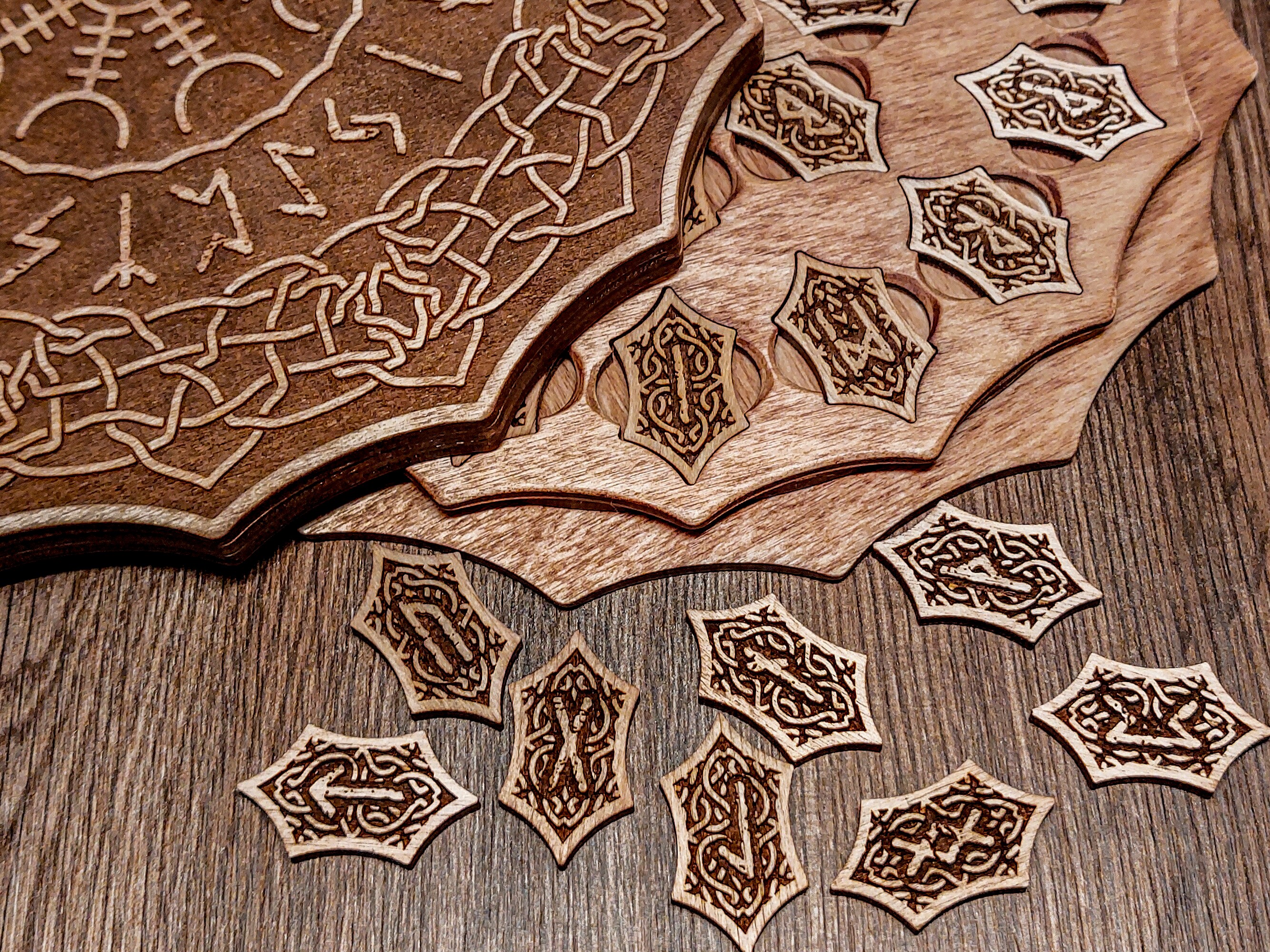 Celtic Scandinavian Birch Wood Runes. Wooden Box. Elder Futhark. Viking ...