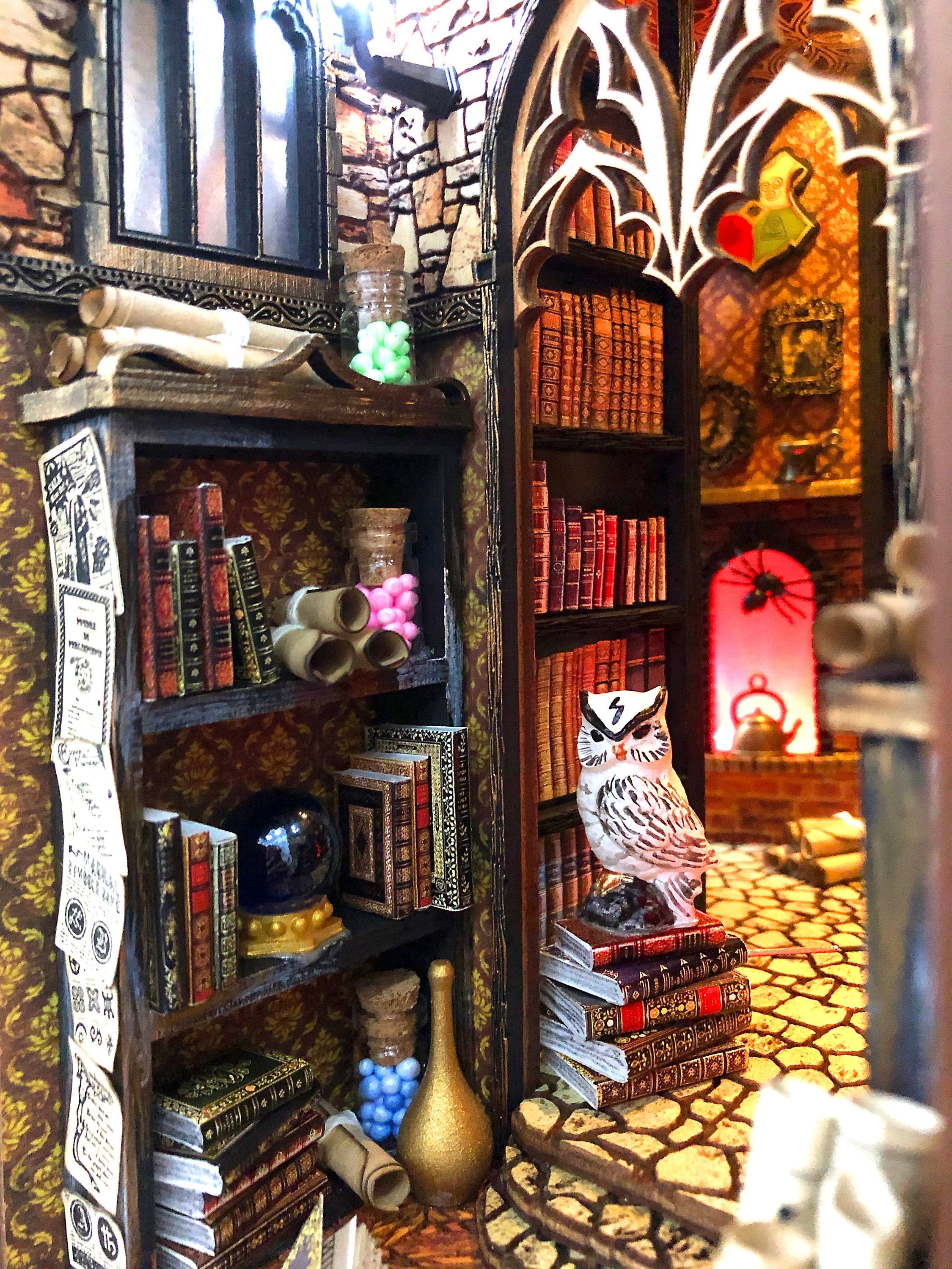 Wizard Library Book Nook: Dark Academia Bookshelf Diorama With Magic ...