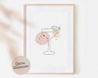 Cocktail Line Art | Etsy