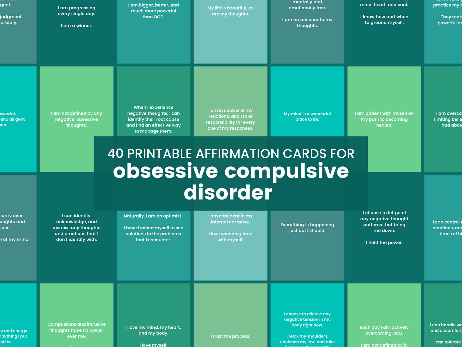 Pack of 40 Printable OCD Affirmation Cards Instant Download - Etsy UK
