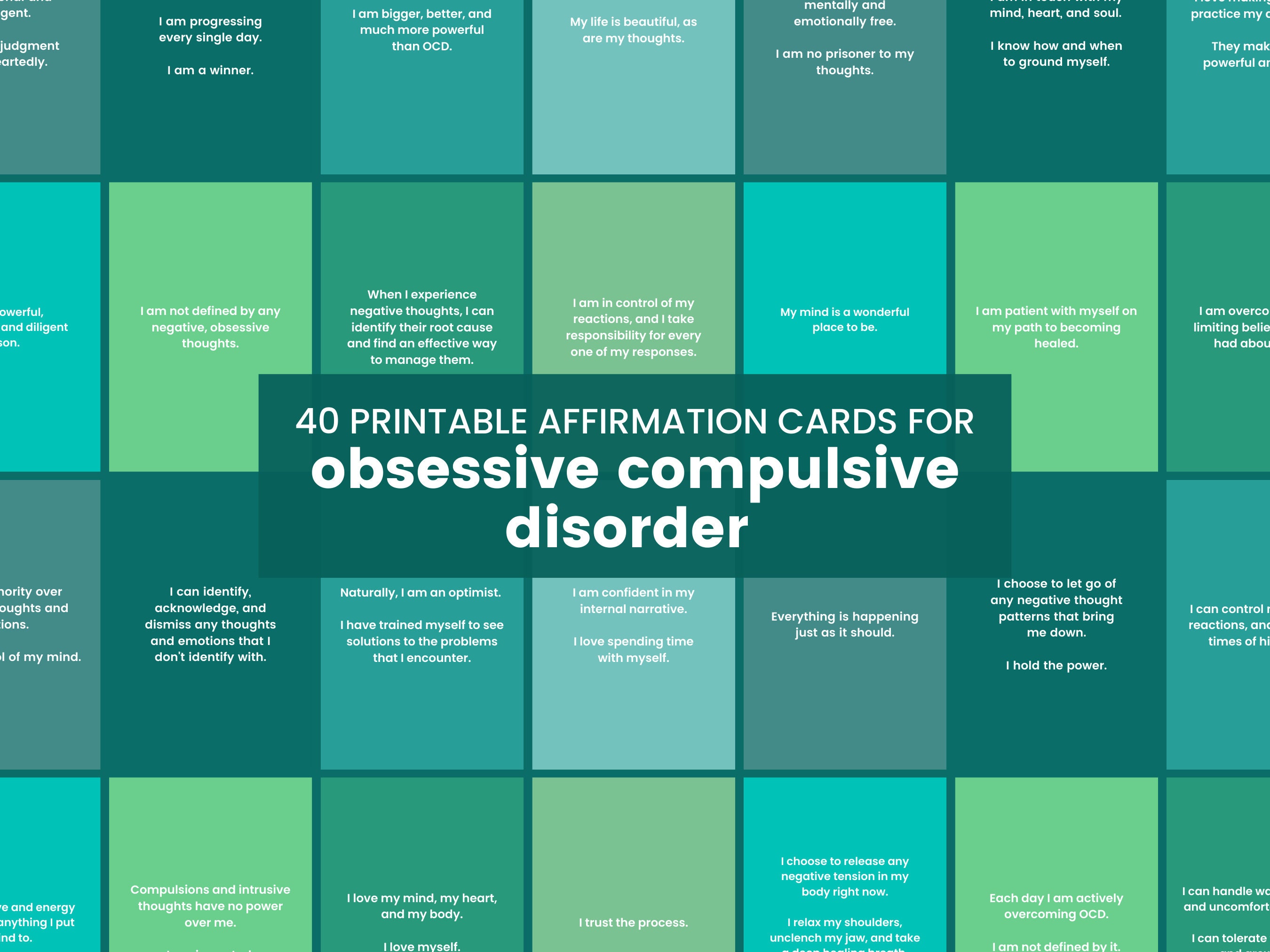 Pack of 40 Printable OCD Affirmation Cards Instant Download - Etsy UK