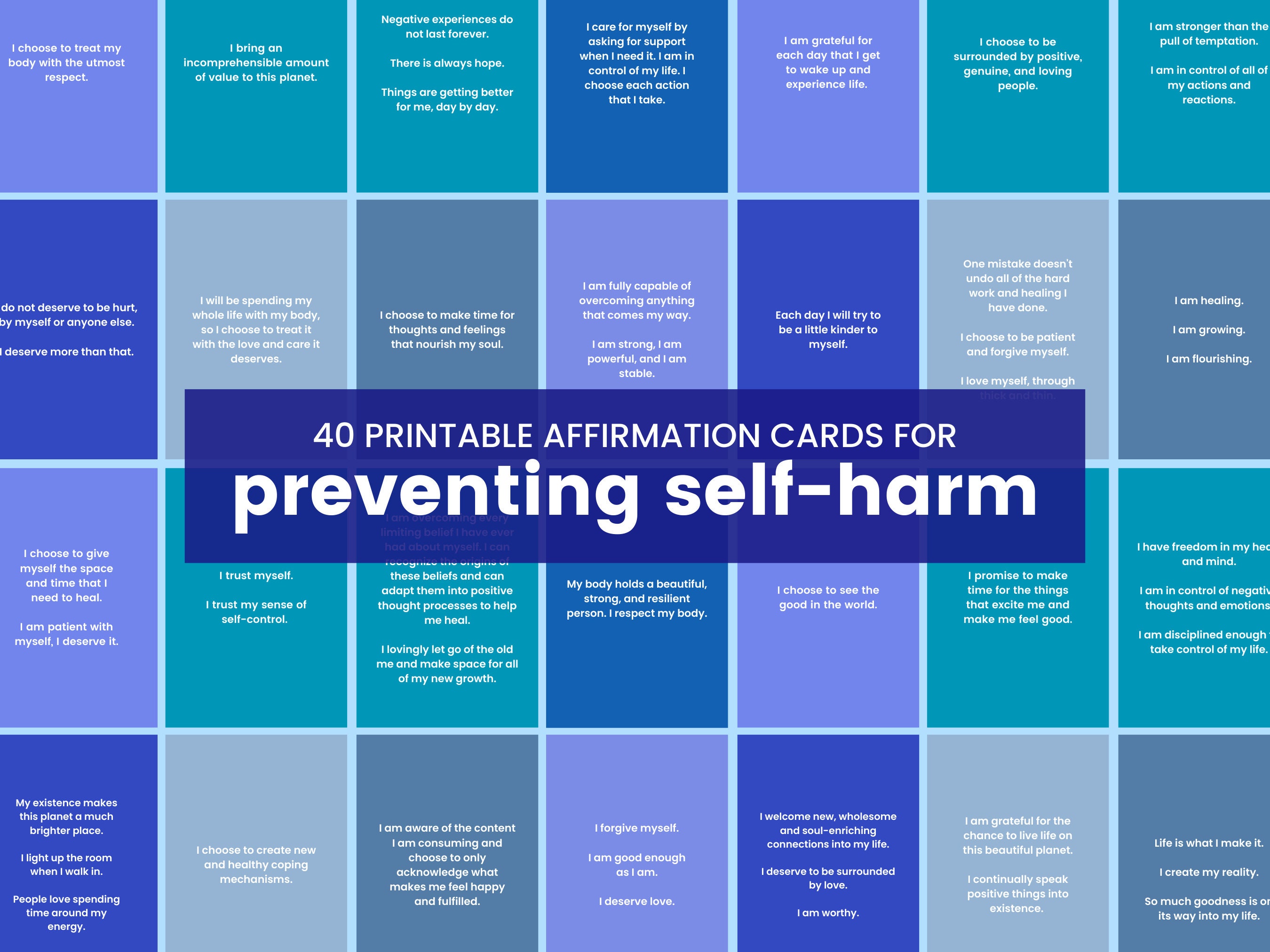 Pack of 40 Printable Self Harm Reduction Cards Instant - Etsy UK