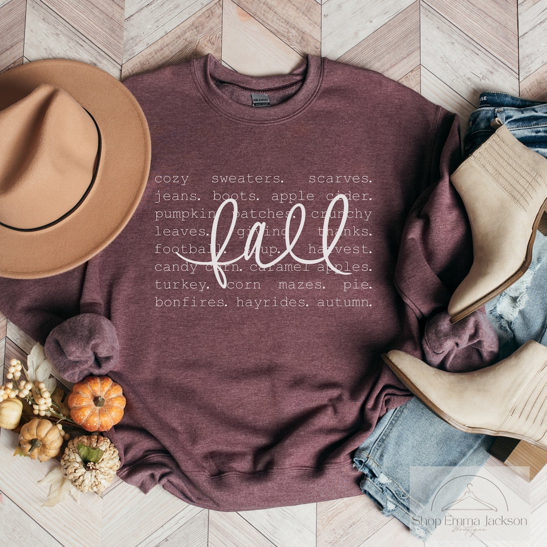 Fall Sweatshirt for Women, Fall Words Shirt, Fall Graphic Tees, Hello ...