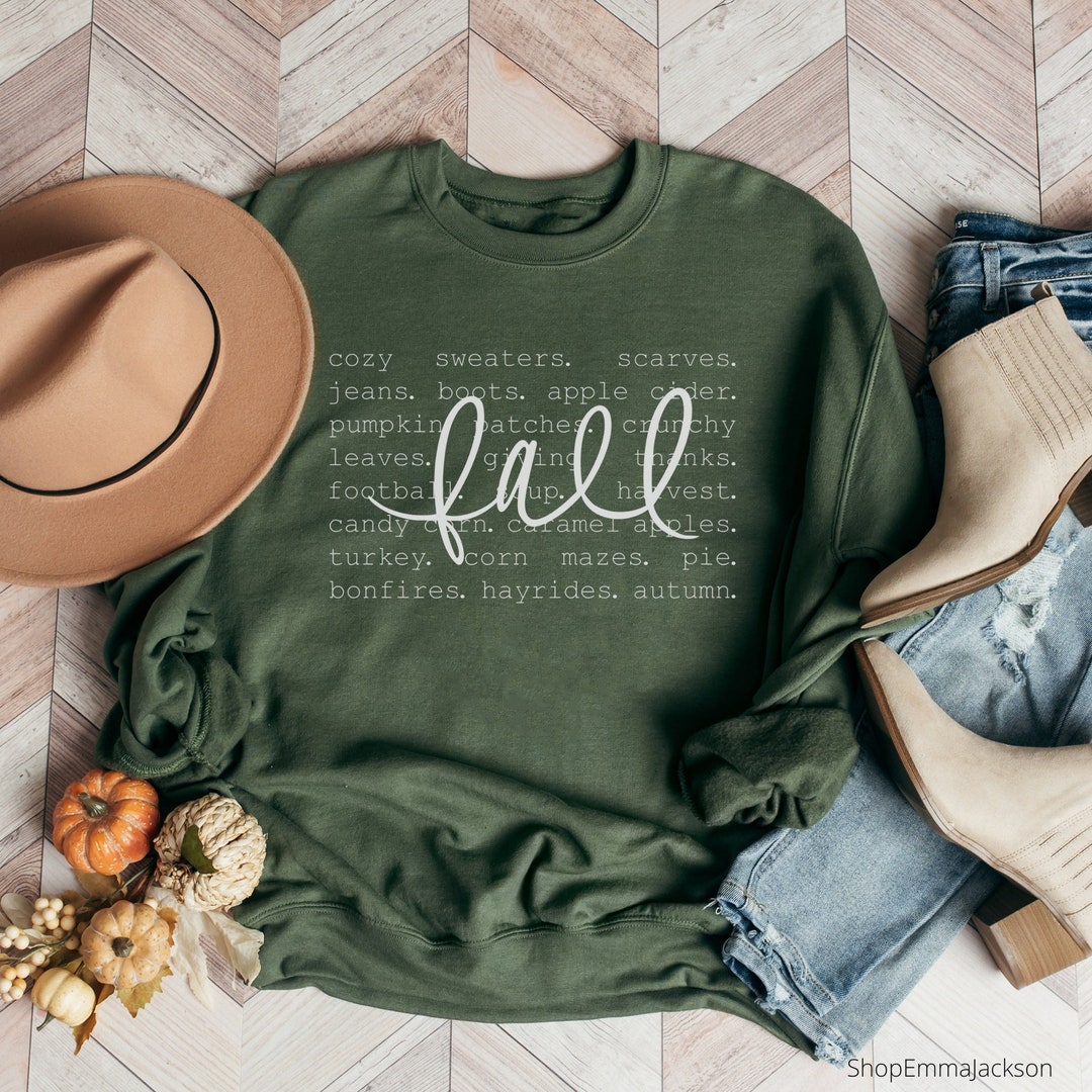 Fall Sweatshirt for Women Fall Words Shirt Fall Graphic - Etsy