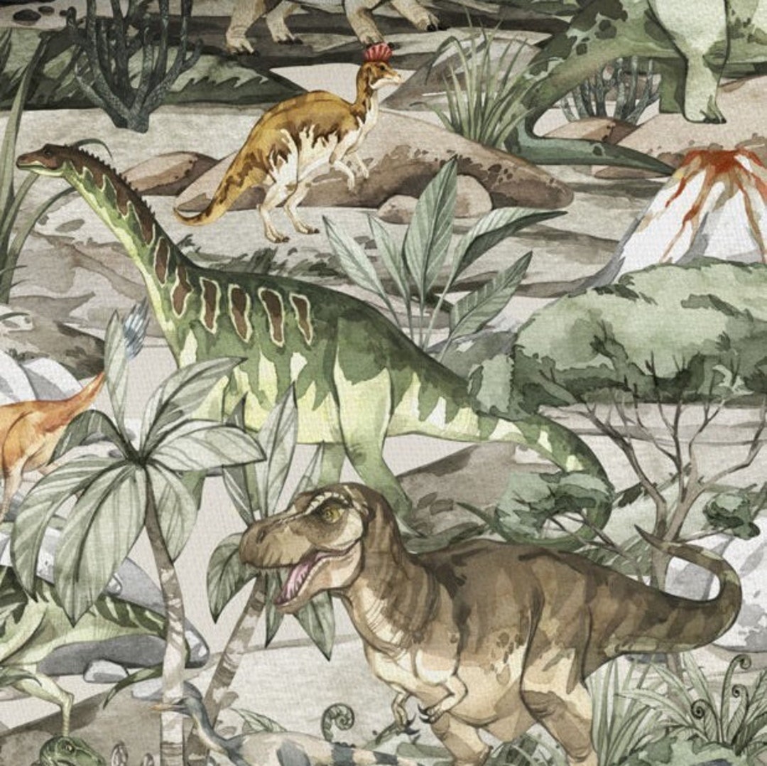 Preorder! Fabric Sweat French Terry Summer Sweat Dino Dinosaur Jungle ...
