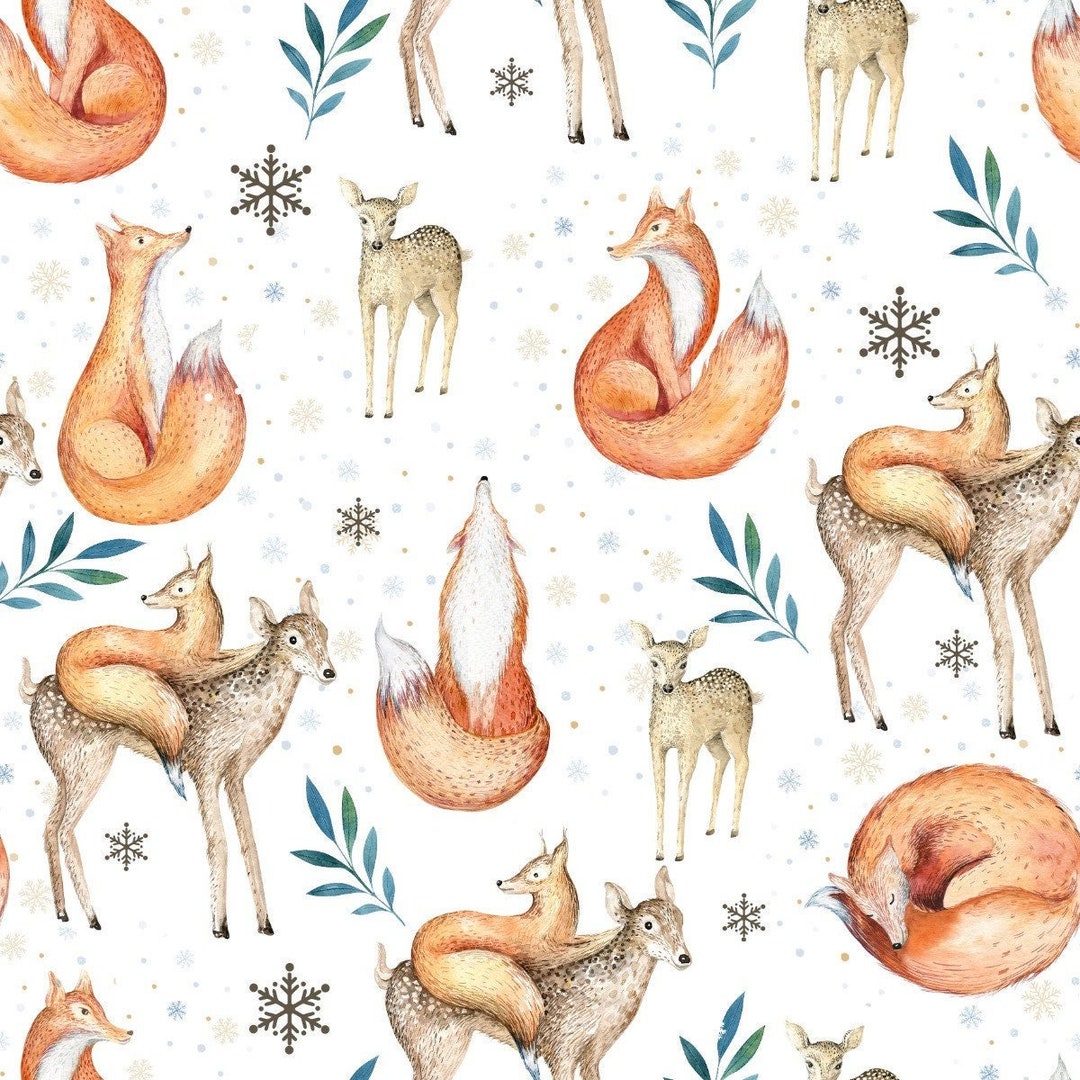 Fabric Premium Cotton Winter Christmas Sweet Animal Friends - Etsy